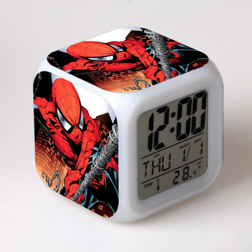 HEXNNHA LED Alarm Clock Spider-Man Pattern Creative Desk Table Clock ...