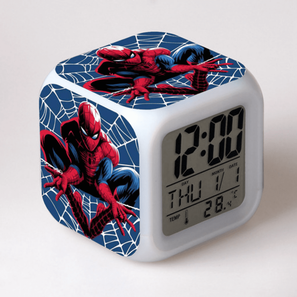 HEXNNHA LED Alarm Clock Spider-Man Pattern Creative Desk Table Clock ...