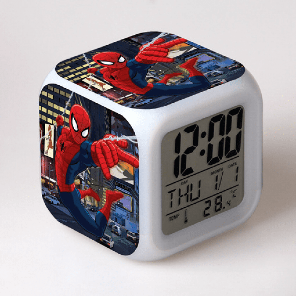 HEXNNHA LED Alarm Clock Spider-Man Pattern Creative Desk Table Clock ...