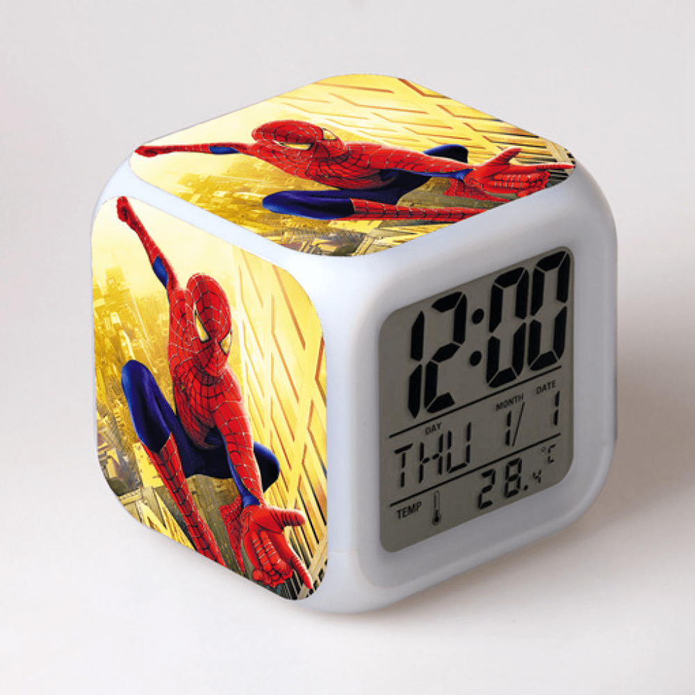 HEXNNHA LED Alarm Clock Spider-Man Pattern Creative Desk Table Clock ...