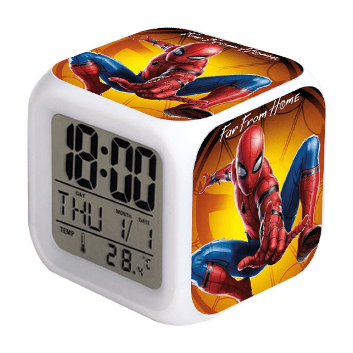 HEXNNHA LED Alarm Clock Spider-Man SuperHero Pattern Creative Desk ...