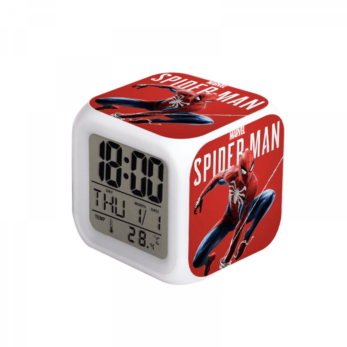 HEXNNHA LED Alarm Clock Spider-Man SuperHero Pattern Creative Desk ...