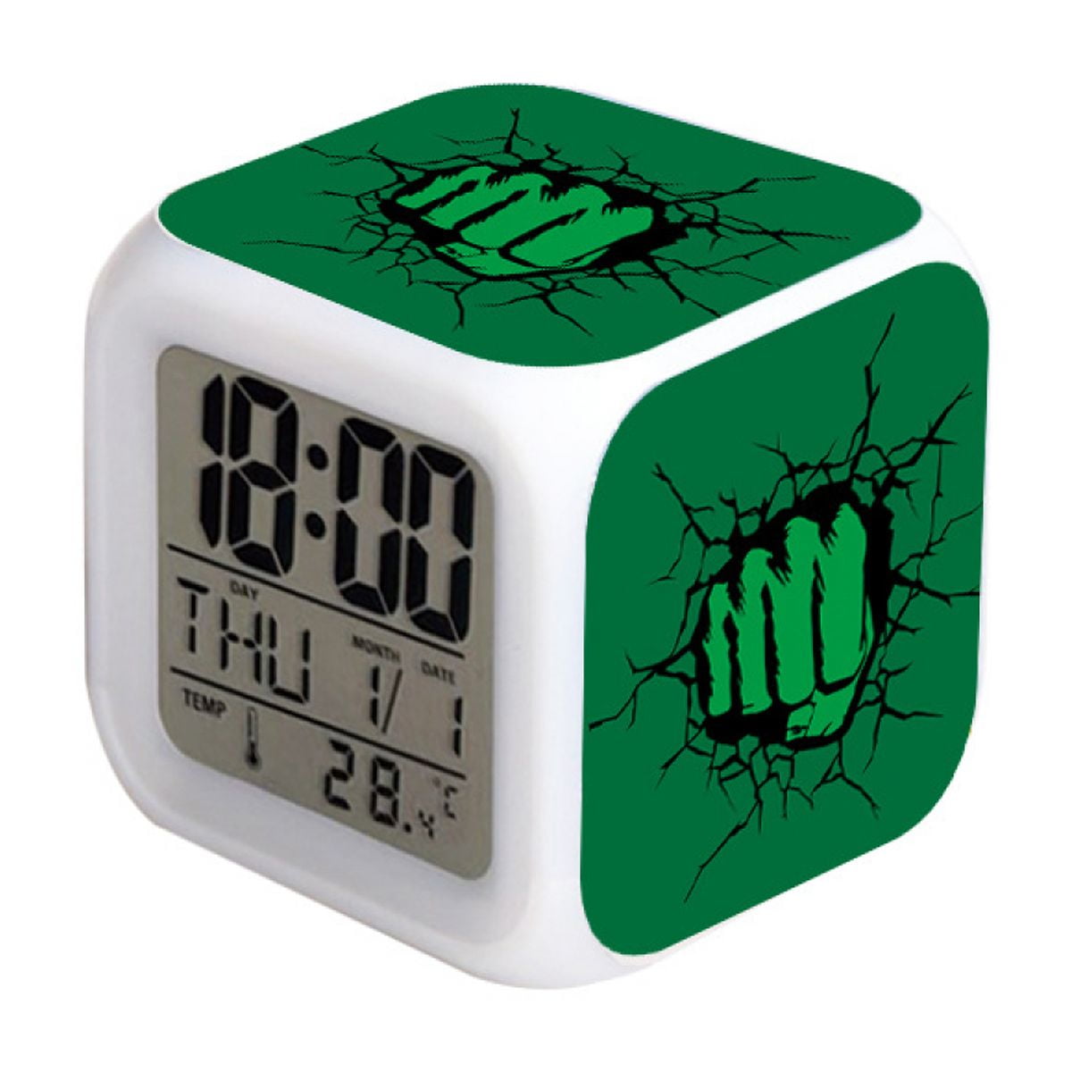 HEXNNHA LED Alarm Clock SuperHero Pattern Creative Desk Table Clock ...