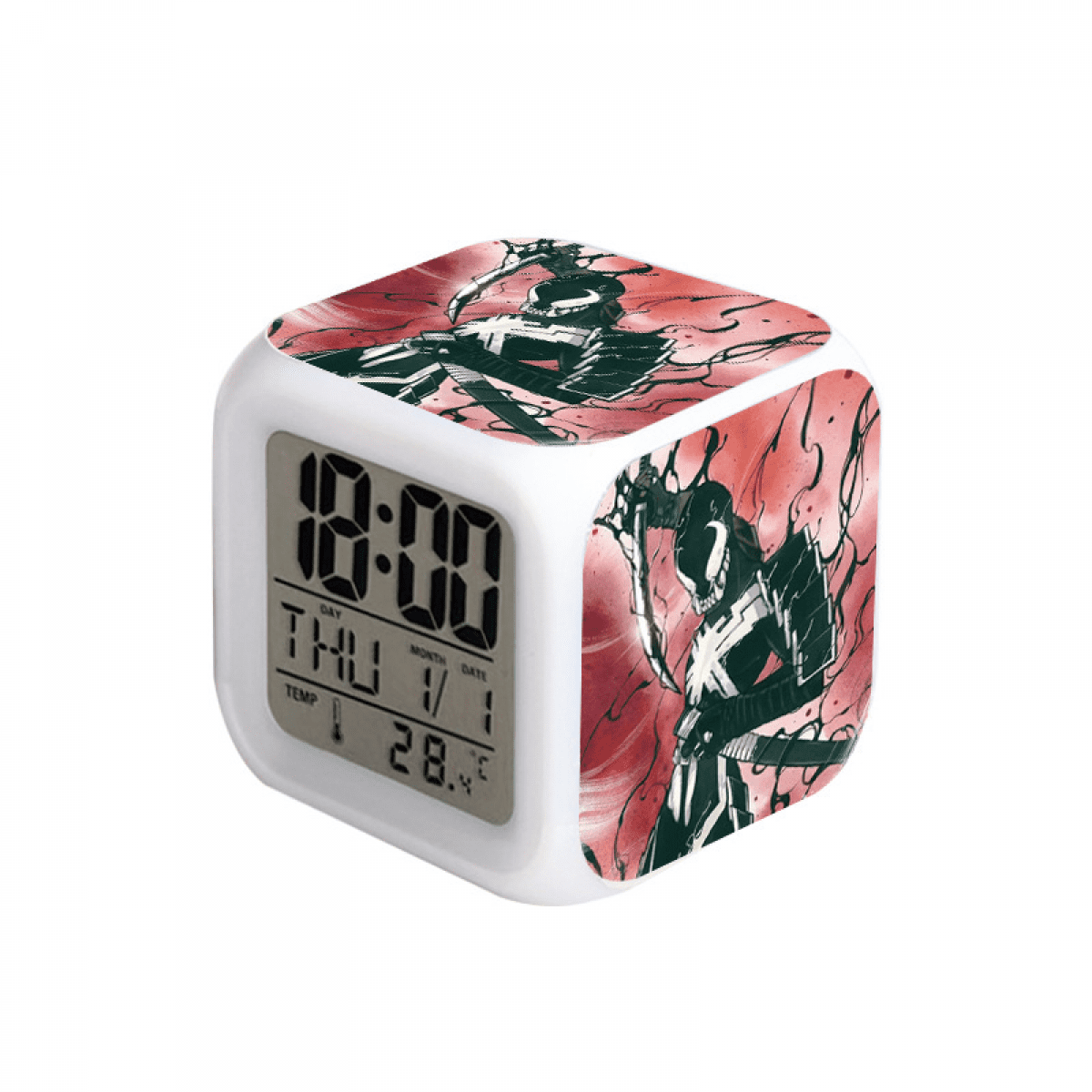 HEXNNHA LED Alarm Clock Venom SuperHero Pattern Creative Desk Table ...