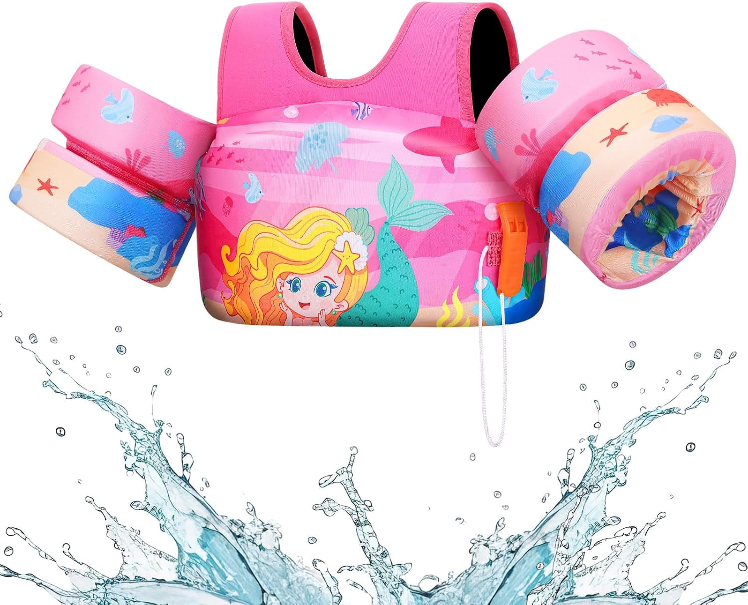 HEY! SPLASH Kids Swimming Vest, Toddler Floaties Fit 33-70 Lbs, Puddle ...