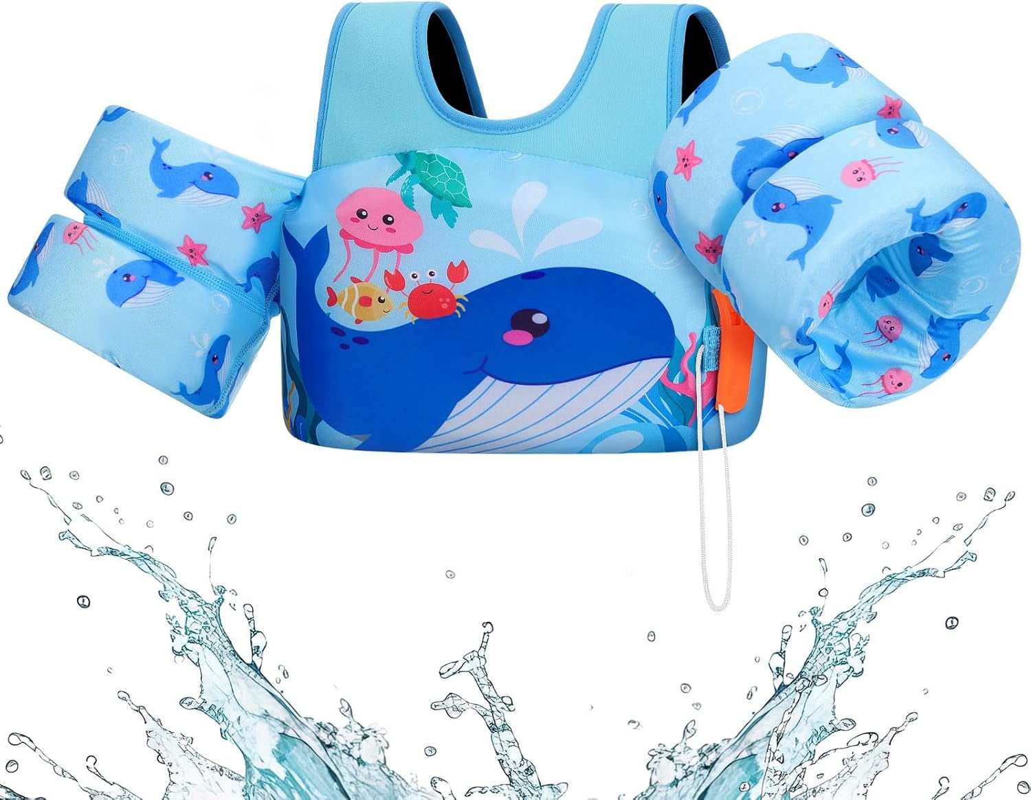 HEY! SPLASH Kids Swimming Vest, Toddler Floaties Fit 33-70 Lbs, Puddle ...