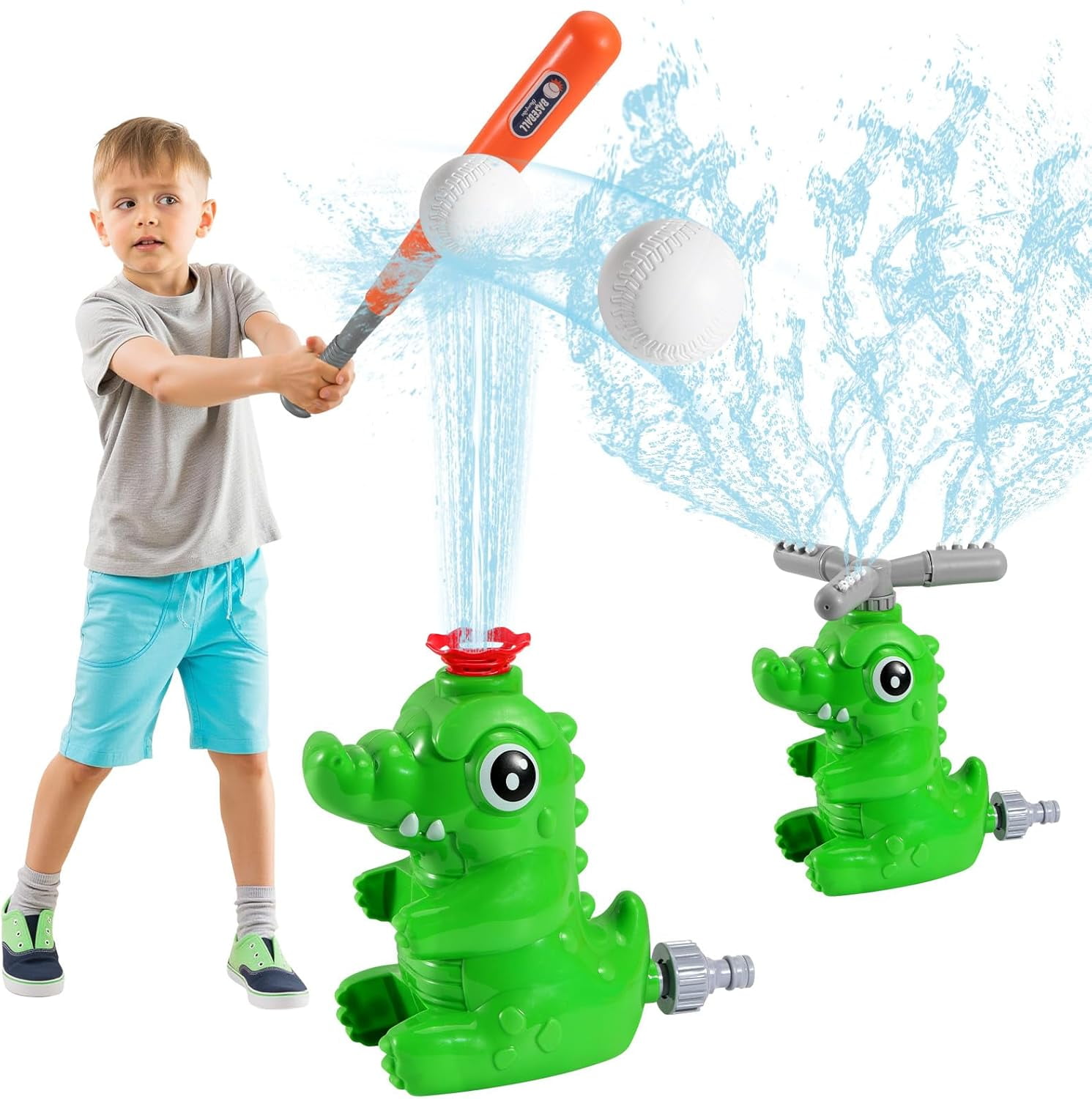 HEY! SPLASH Water Sprinkler Baseball Toy, 2 in 1 Water Spray Sprinkler ...