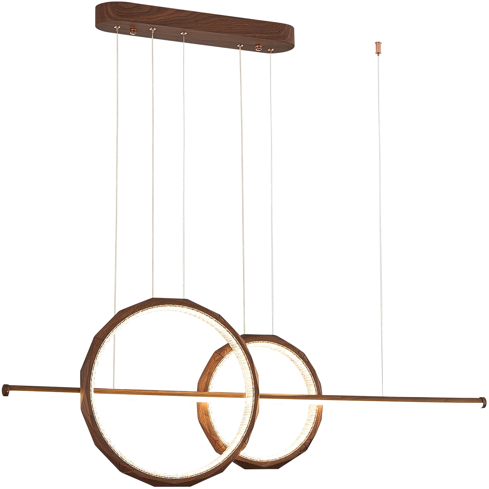 HEYAN 43" Farmhouse Pendant Light in Walnut Wood Finish, Light Fixtures ...