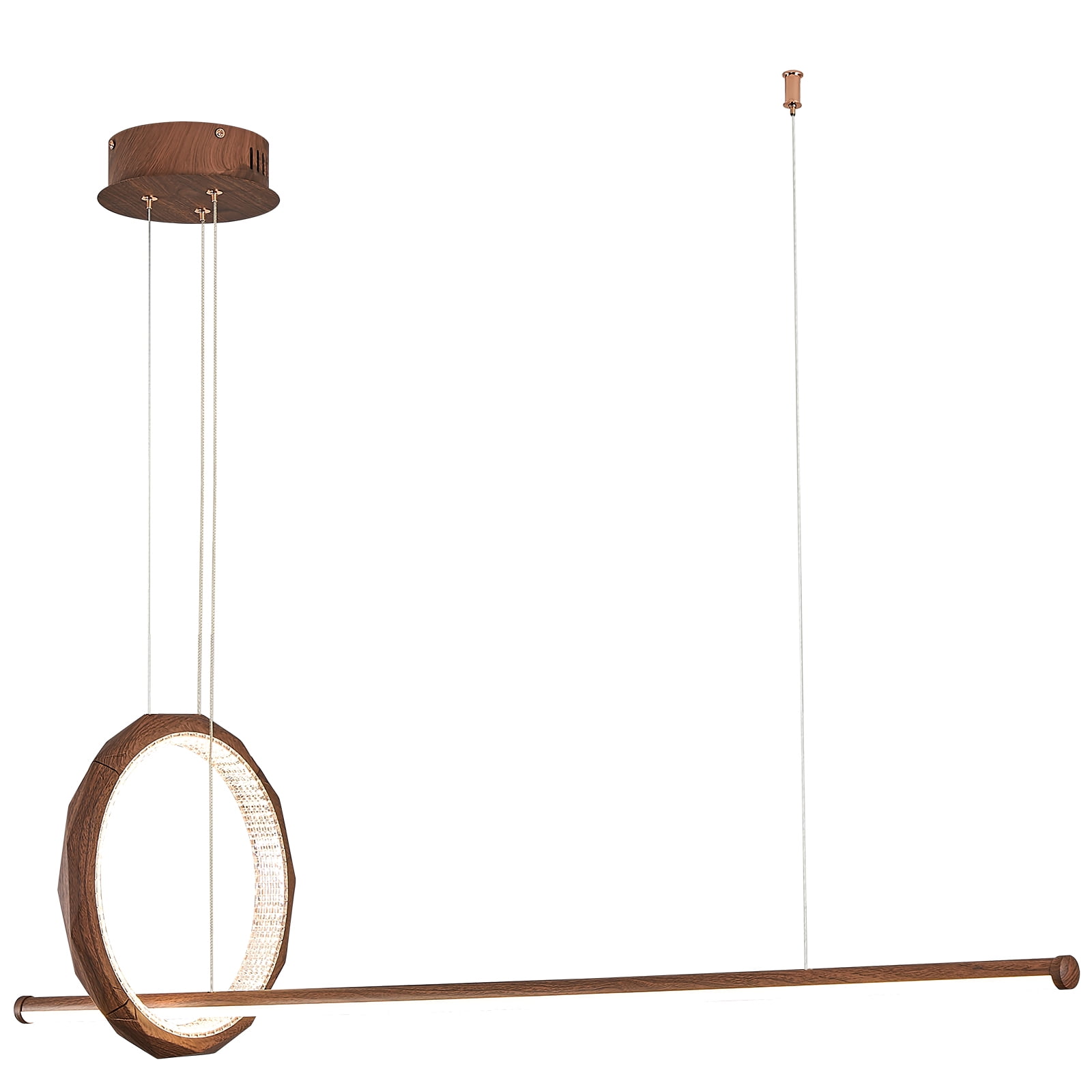 HEYAN 43" Farmhouse Pendant Light in Walnut Wood Finish, Light Fixtures ...