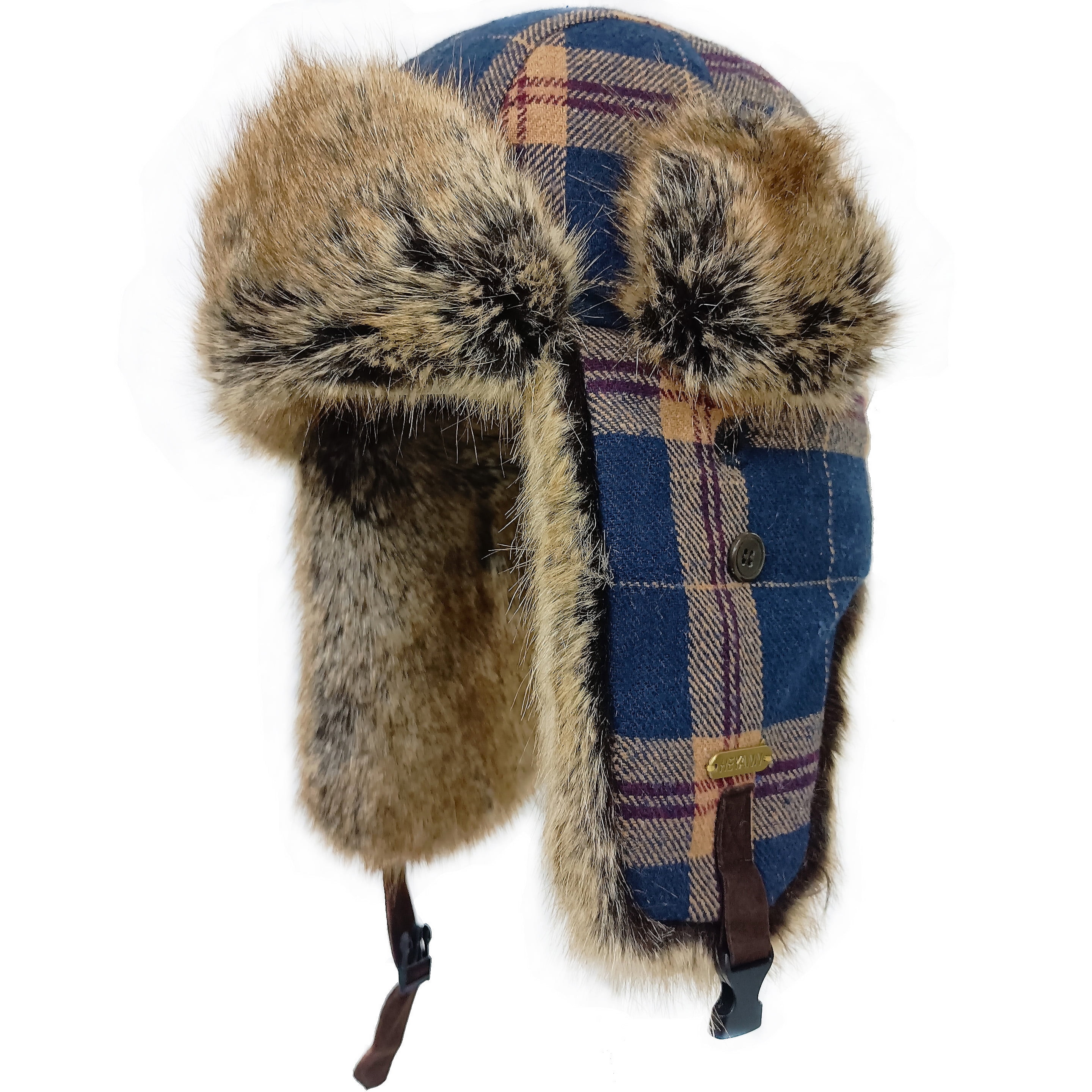 HEYANN Winter Trapper hat,Russian Ushanka Plaid Faux Fur Fuzzy for Men ...