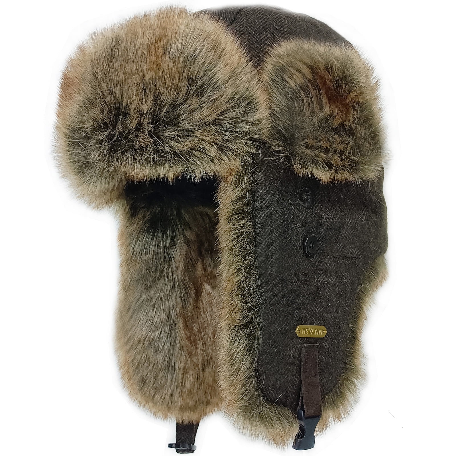 HEYANN Winter Trapper hat,Russian Ushanka Plaid Faux Fur Fuzzy for Men ...