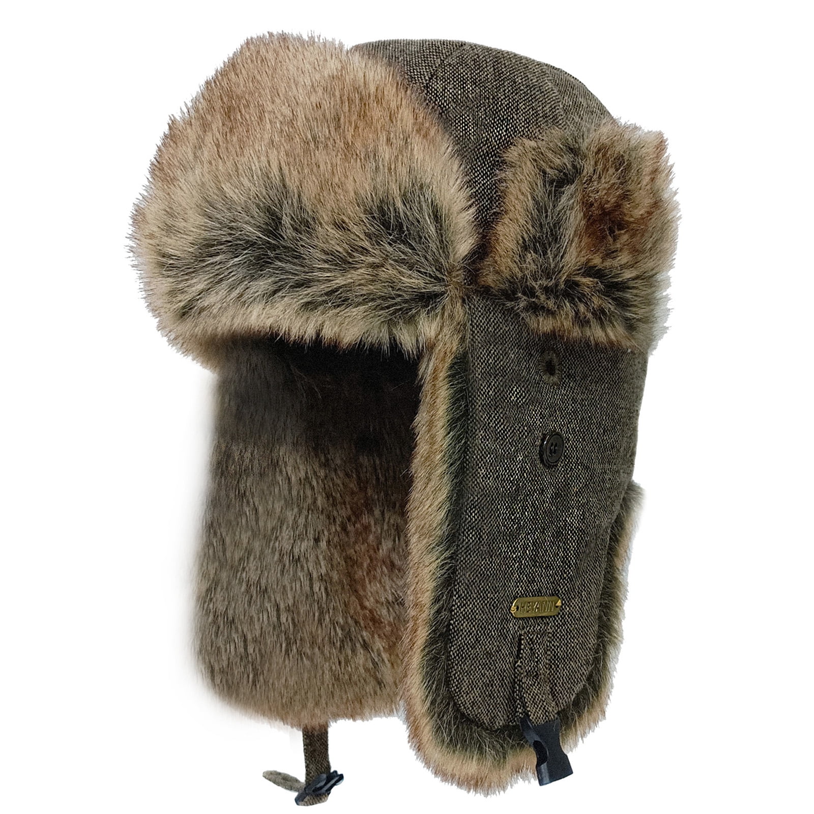 HEYANN Winter Trapper hat,Russian Ushanka Plaid Faux Fur Fuzzy for Men ...