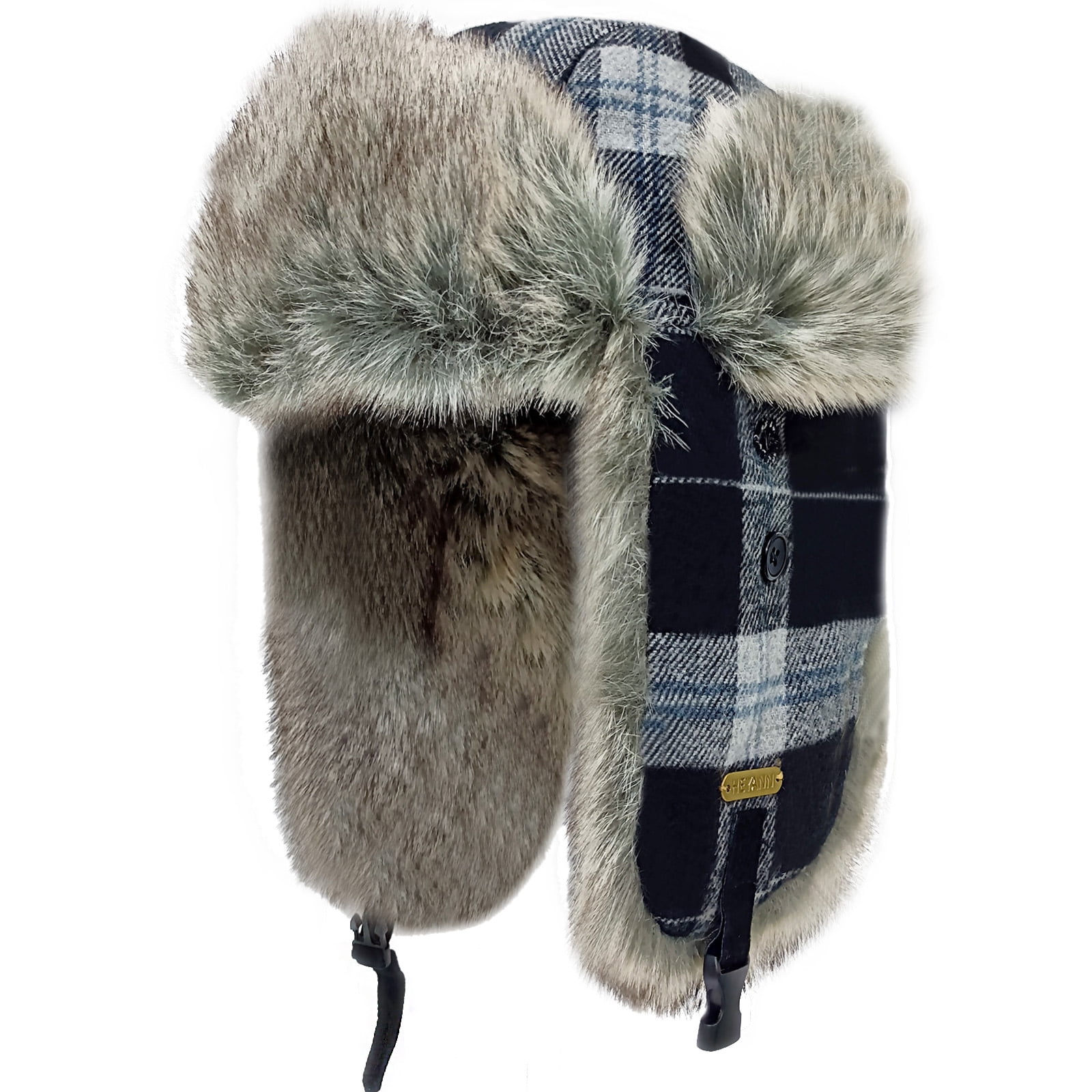 HEYANN Winter Trapper hat,Russian Ushanka Plaid Faux Fur Fuzzy for Men ...