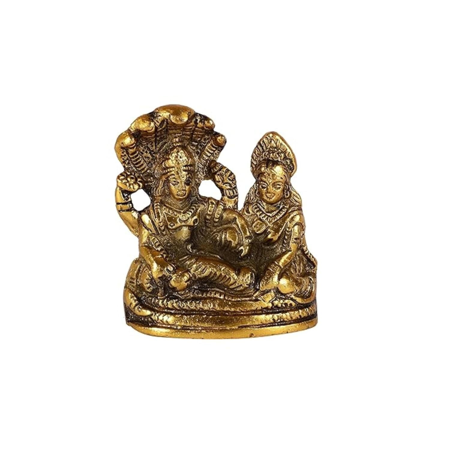 HEYEARTH Lord Vishnu Laxmi Idol for Mandir Pooja Brass Lakshmi Vishnu ...