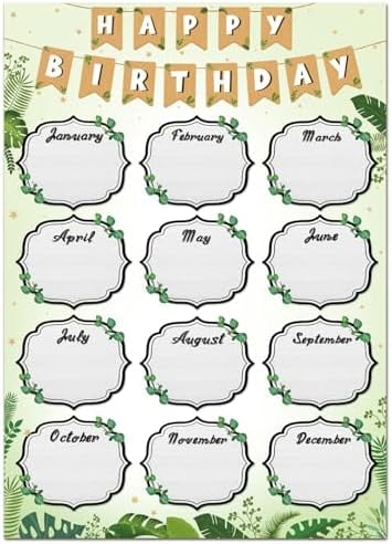 HEYINSEHN Greenery Birthday Chart for Classroom Boho Happy Birthday ...