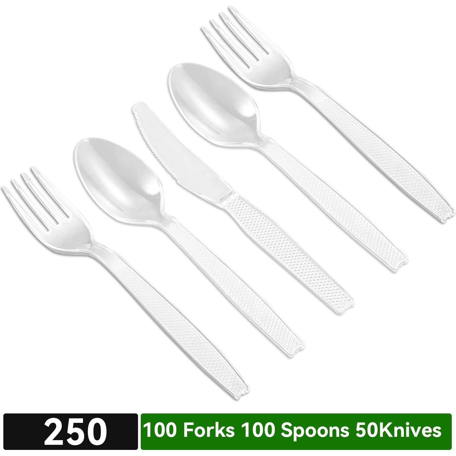 HEYMKGO 250-Pack Heavy-Duty Plastic kitchen utensils set – 100 Forks ...