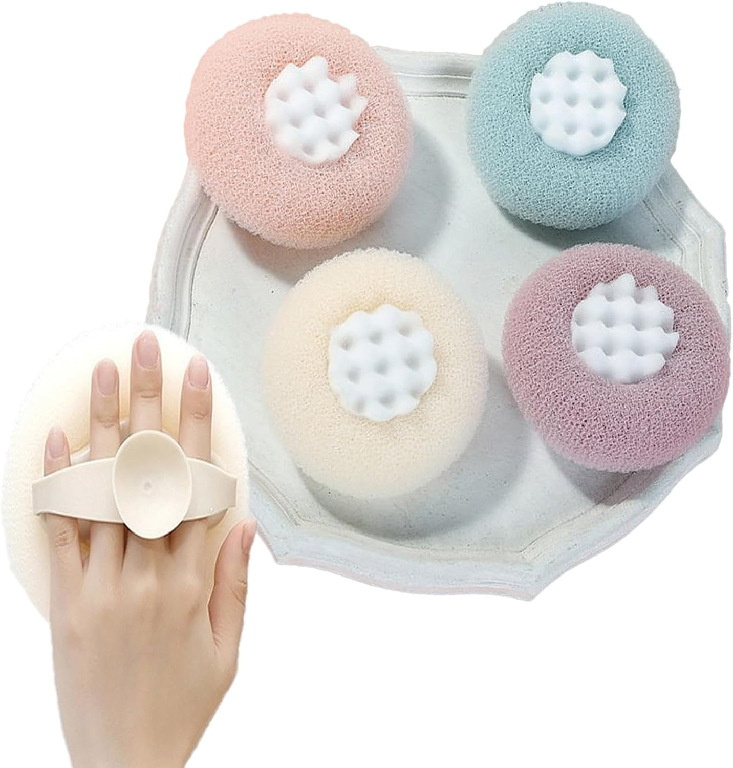 HEYMKGO 4pcs Versatile Massage Bath Ball, Exfoliation, Back Scrub, Bath ...