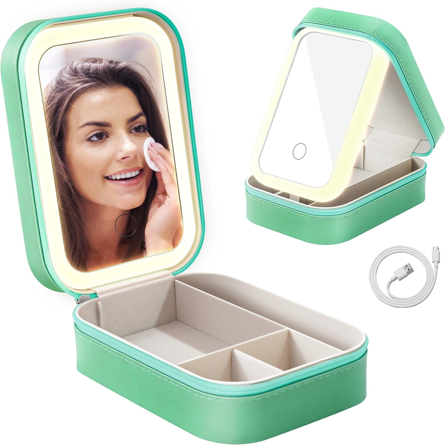 HEYMKGO Travel Makeup Bag with LED Adjustable Makeup Mirror,Organizer ...