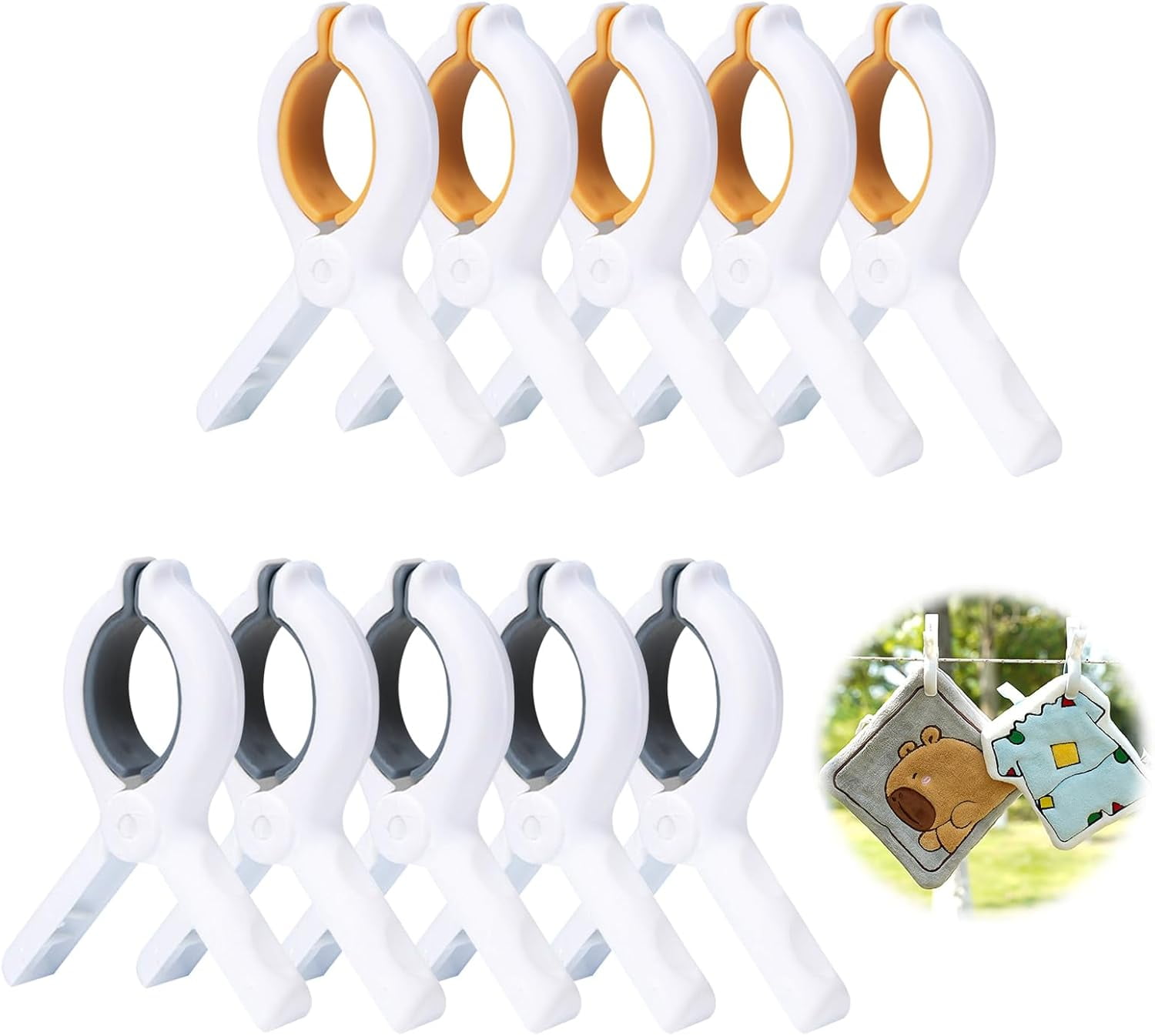 HEYMKGO Large Beach Towel Clips 10 Pack, Clothes Pins for Beach Chairs ...