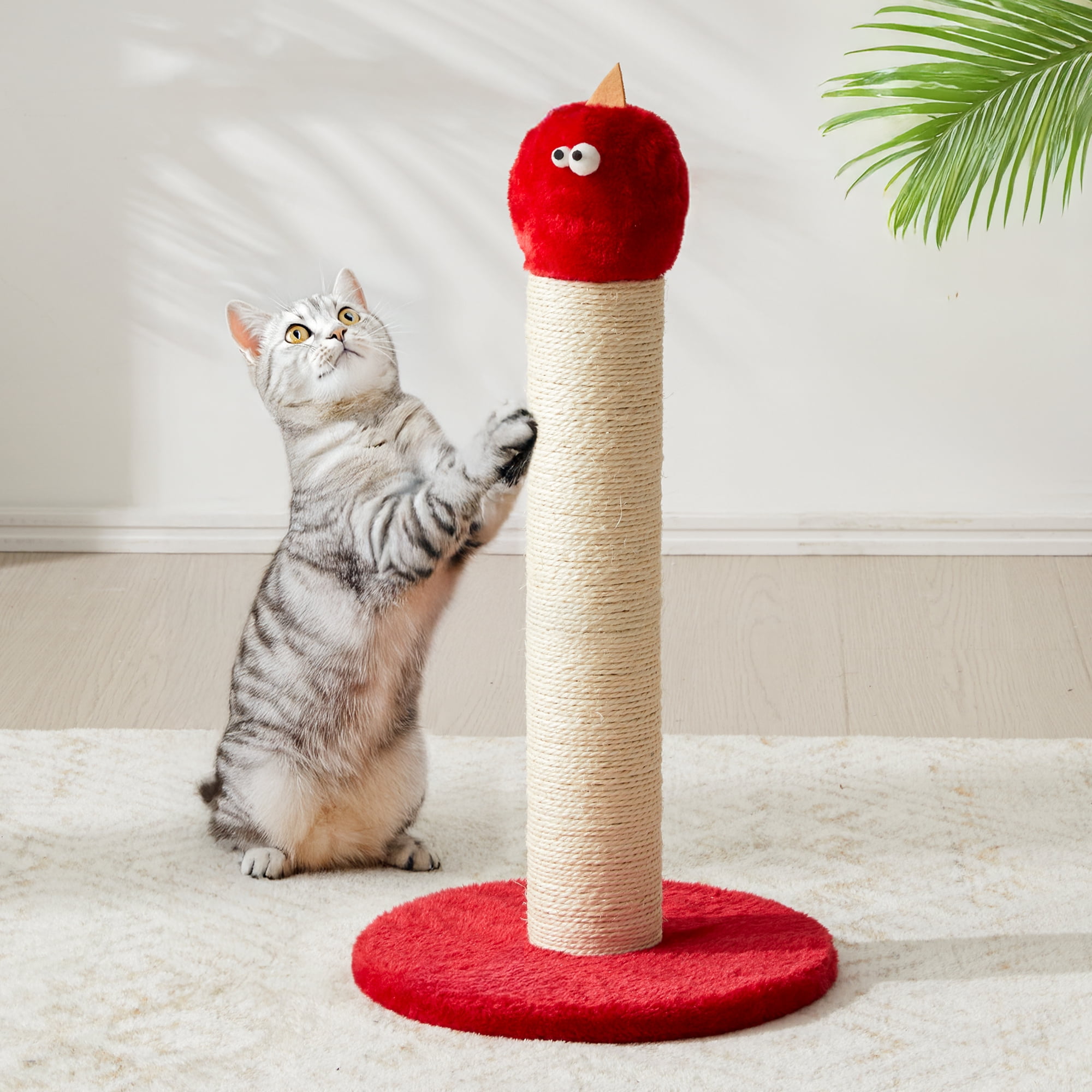 HEYNEMO 22" Cat Scratching Post, Sisal Cat Scratcher with Interactive ...