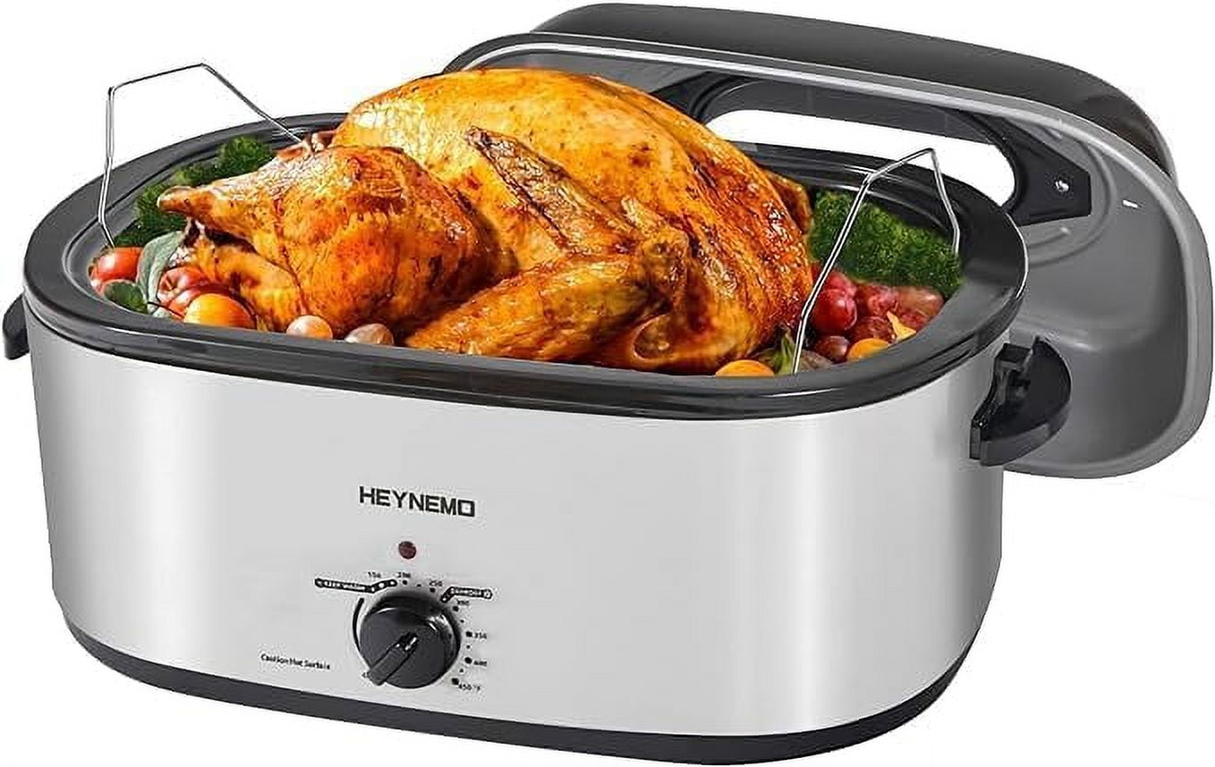 HEYNEMO Electric Roaster, Roaster Oven 26 Quart with Self-Basting Lid ...