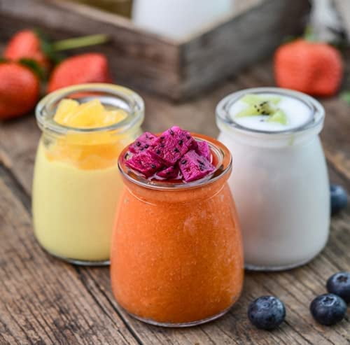 HEYOL Transparent Pudding Jar With Lid 6 pcs Yogurt Jar For Dessert ...