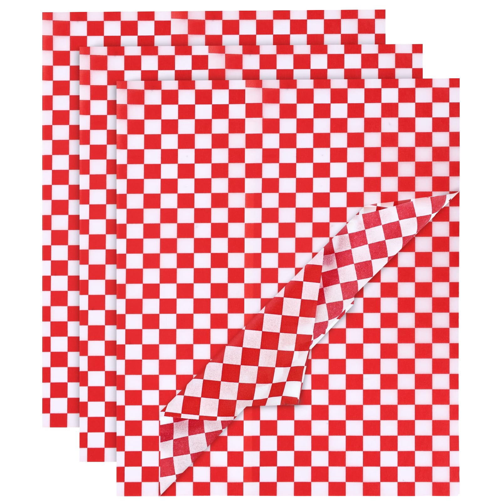 HEYPLACE 100 Sheets Red BSL1 and White Checkered Tissue Paper, 14x20 ...