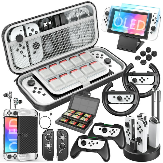 HEYSTOP Nintendo Switch OLED Kit, 27-in-1 with Case, Cover, Dock, Game ... HEYSTOP Nintendo Switch OLED Kit, 27-in-1 with Case, Cover, Dock, Game ...