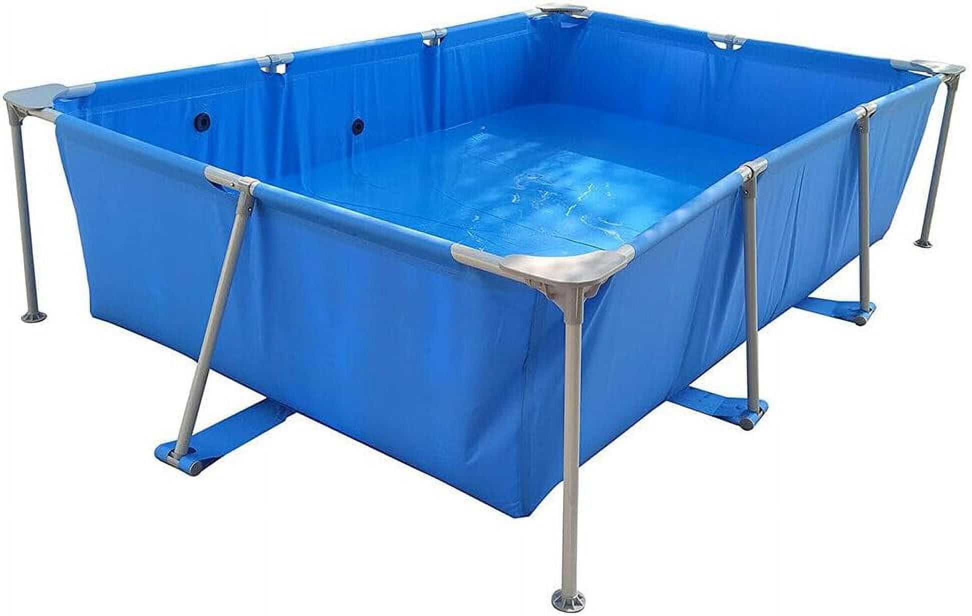 HEYWU Rectangular Metal Frame Swimming Pool, 118" x 79" x 26", Blue ...
