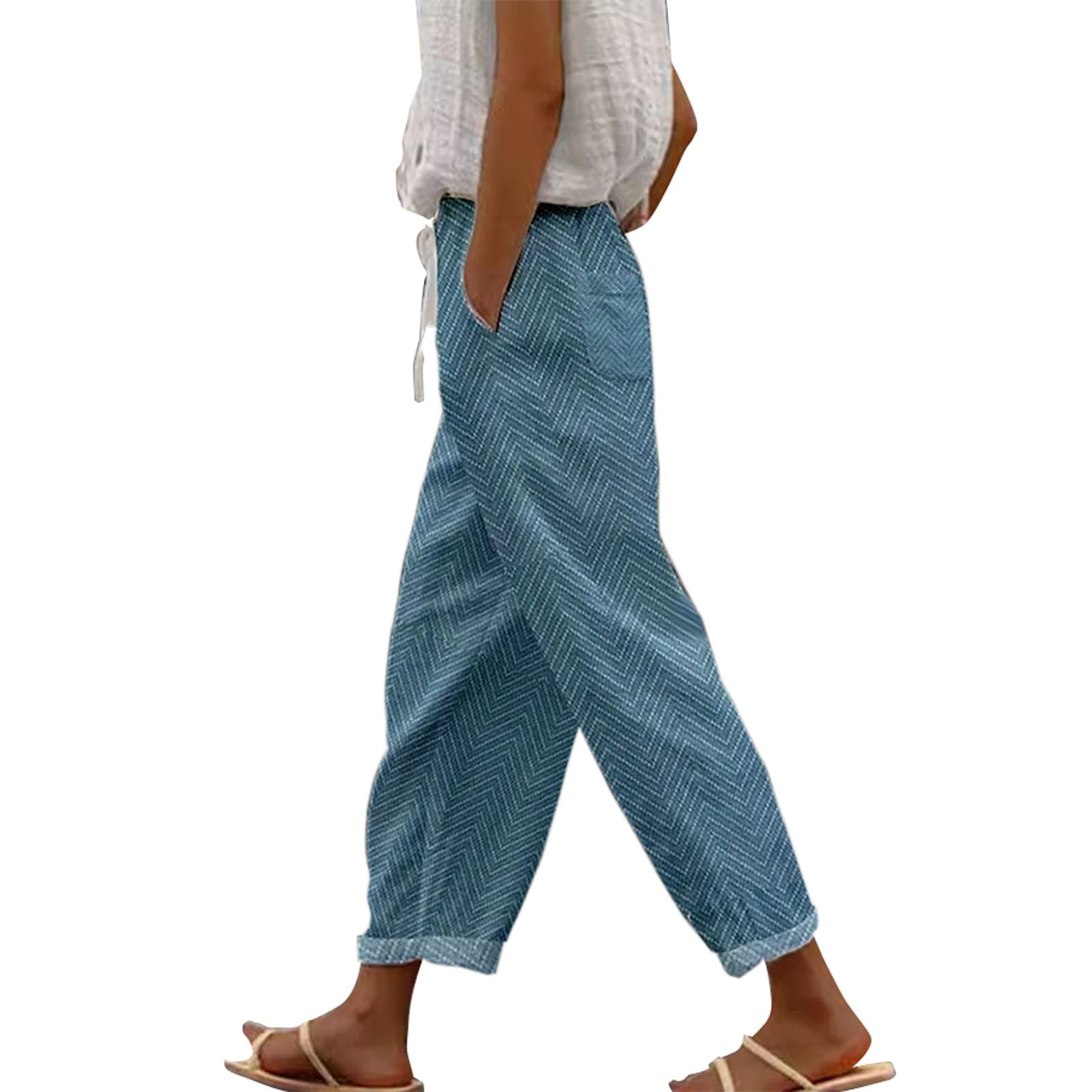 HEZHUONE Daily Deals of Todays Petite White Linen Pants Women Trousers ...