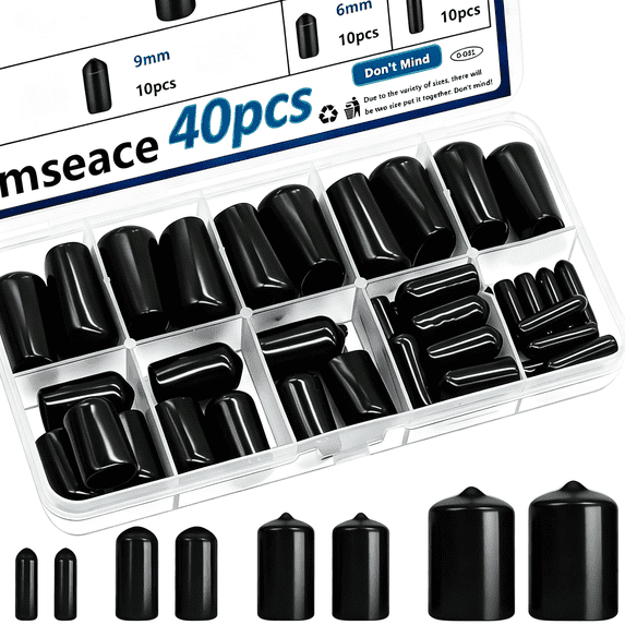 HEZIFQ 40Pcs Rubber End Caps - 4 Sizes (1/8