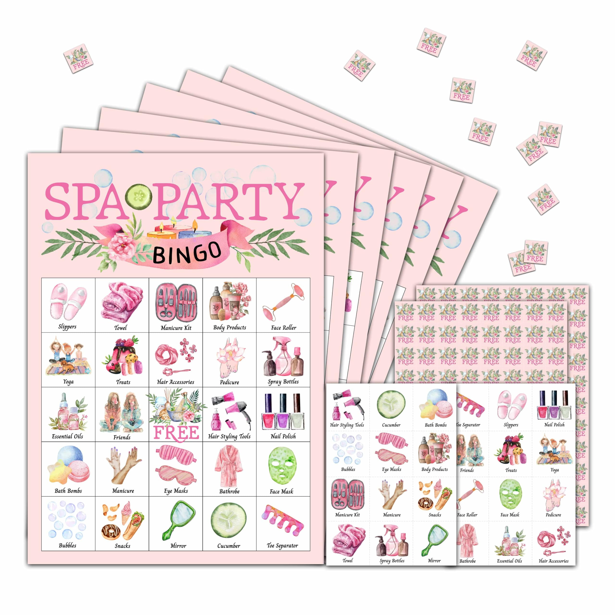 HEZNZXQ Spa Bingo Party Game Cards, Beauty Themed Birthday Bingo Games ...