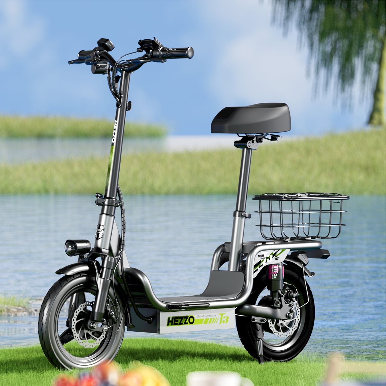 HEZZO T3 48V 500W High Speed Electric Scooter - Top Speed 20 mph, 25-28 ...