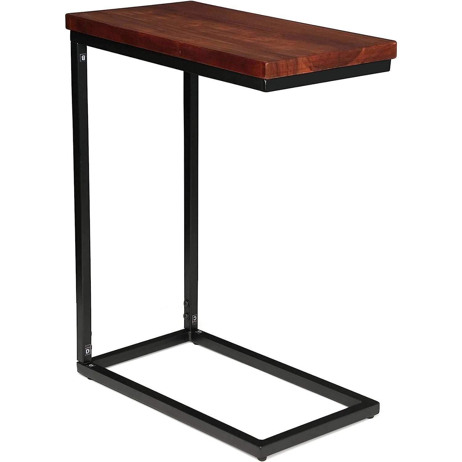 HElectQRIN Espresso Wood TV Tray C Shaped Side Table - 26" High End ...