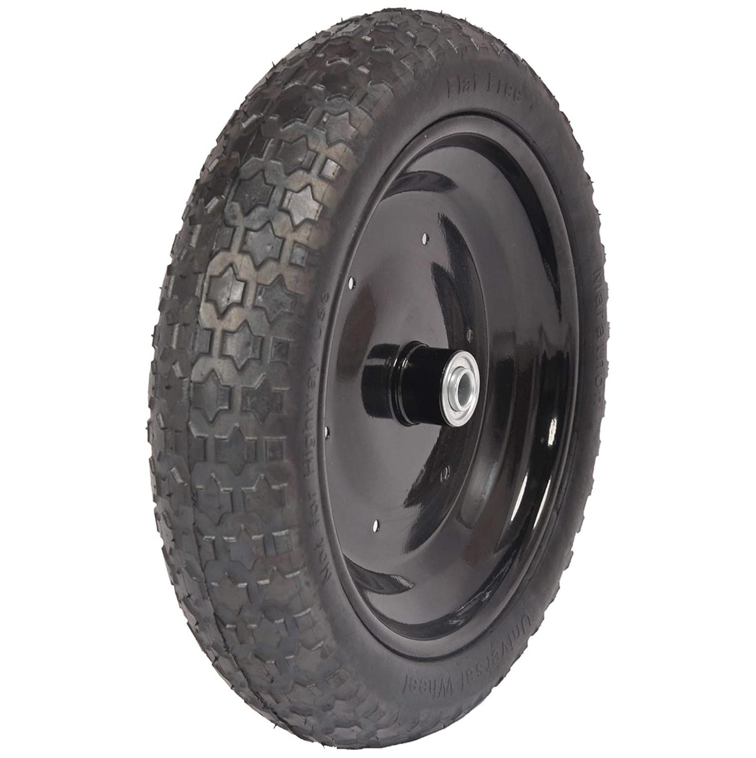 HElectQRIN Flat Free Wheelbarrow Tire 3" Centered Hub 5/8" Bearing with ...