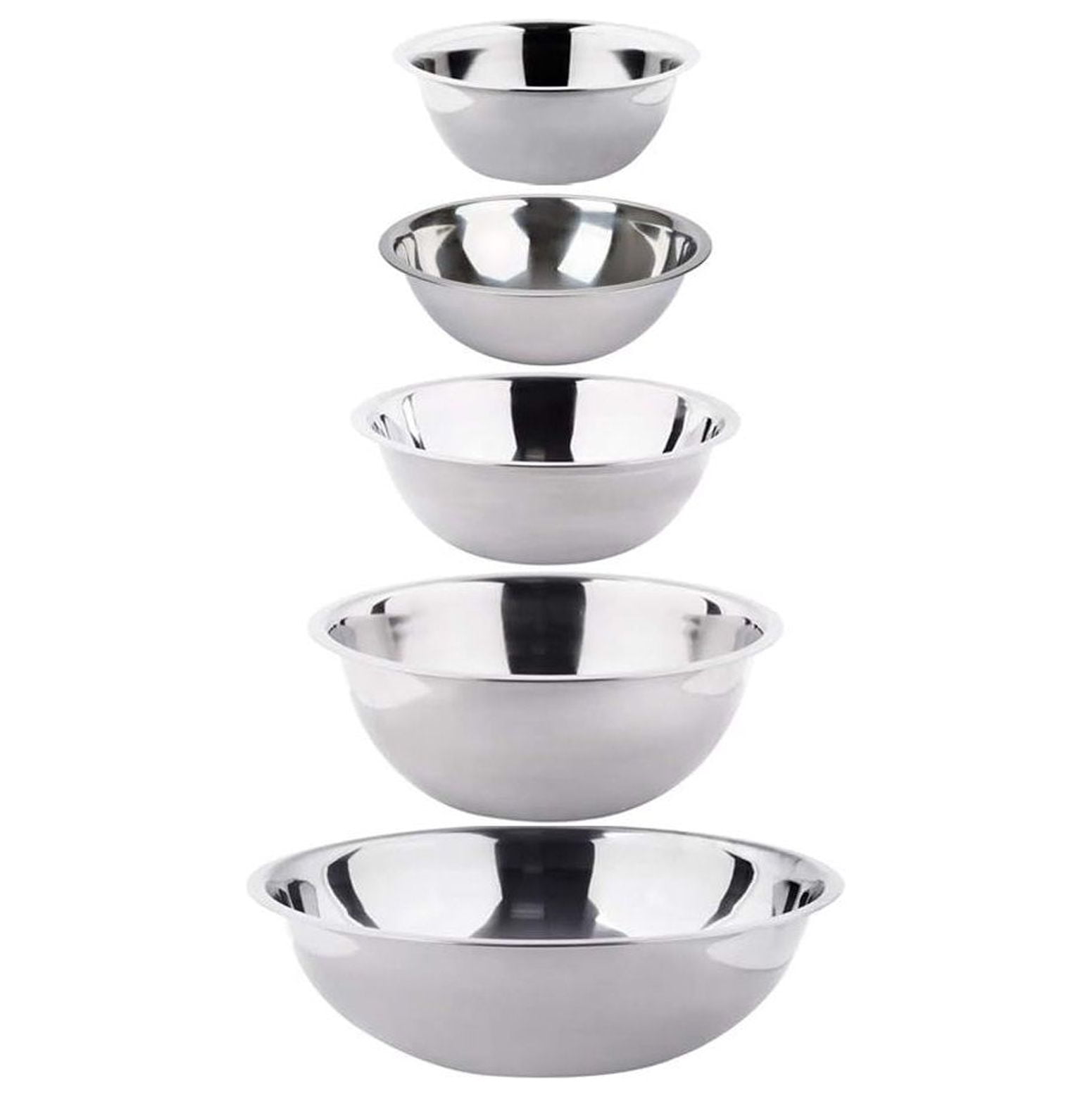 HElectQRIN (Set of 5) Stainless Steel Mixing Bowls Set, 3-4-5-8-13 Quart Polished Mirror Finish ...