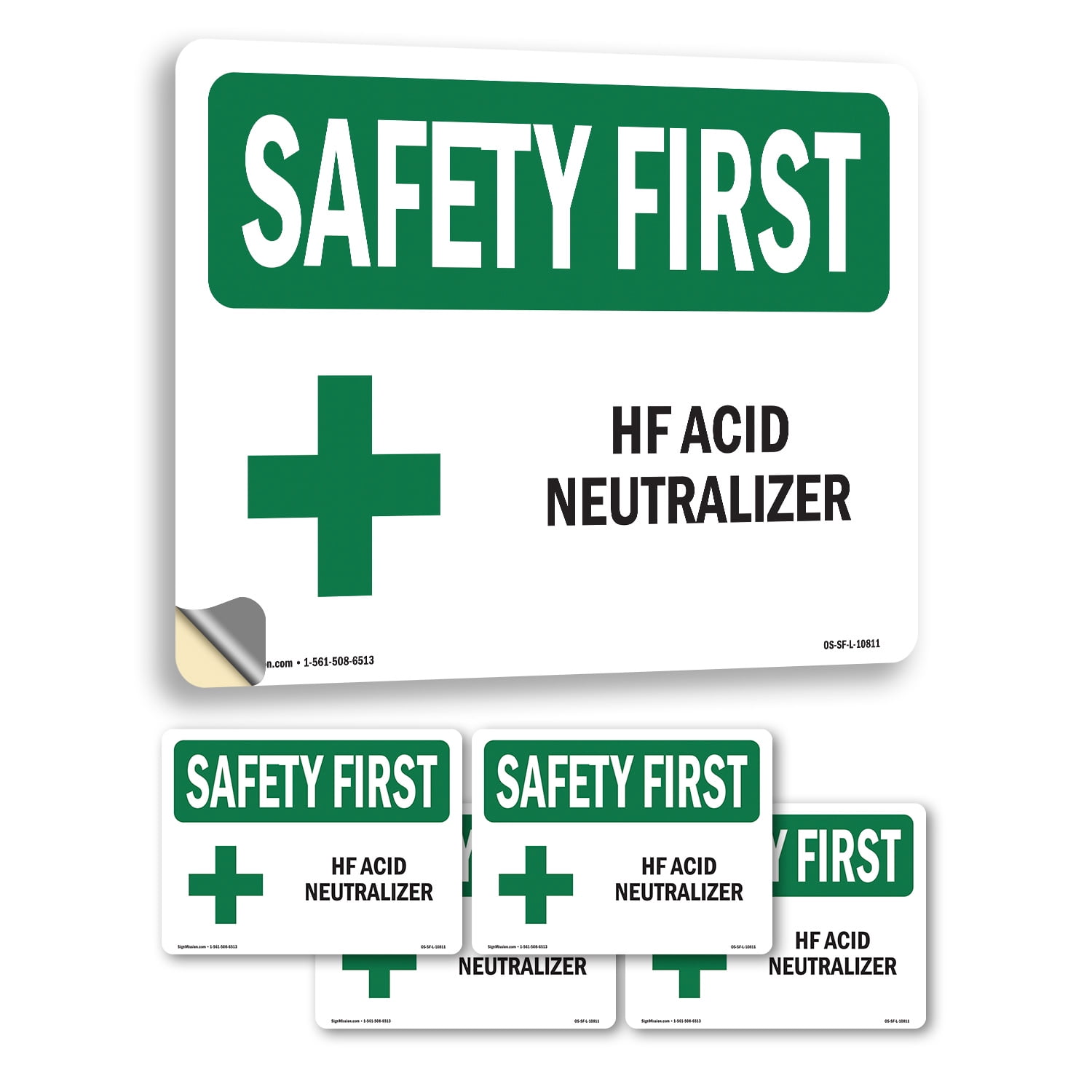 HF Acid Neutralizer OSHA SAFETY FIRST Vinyl Decal Label 18 Inch x 12 ...