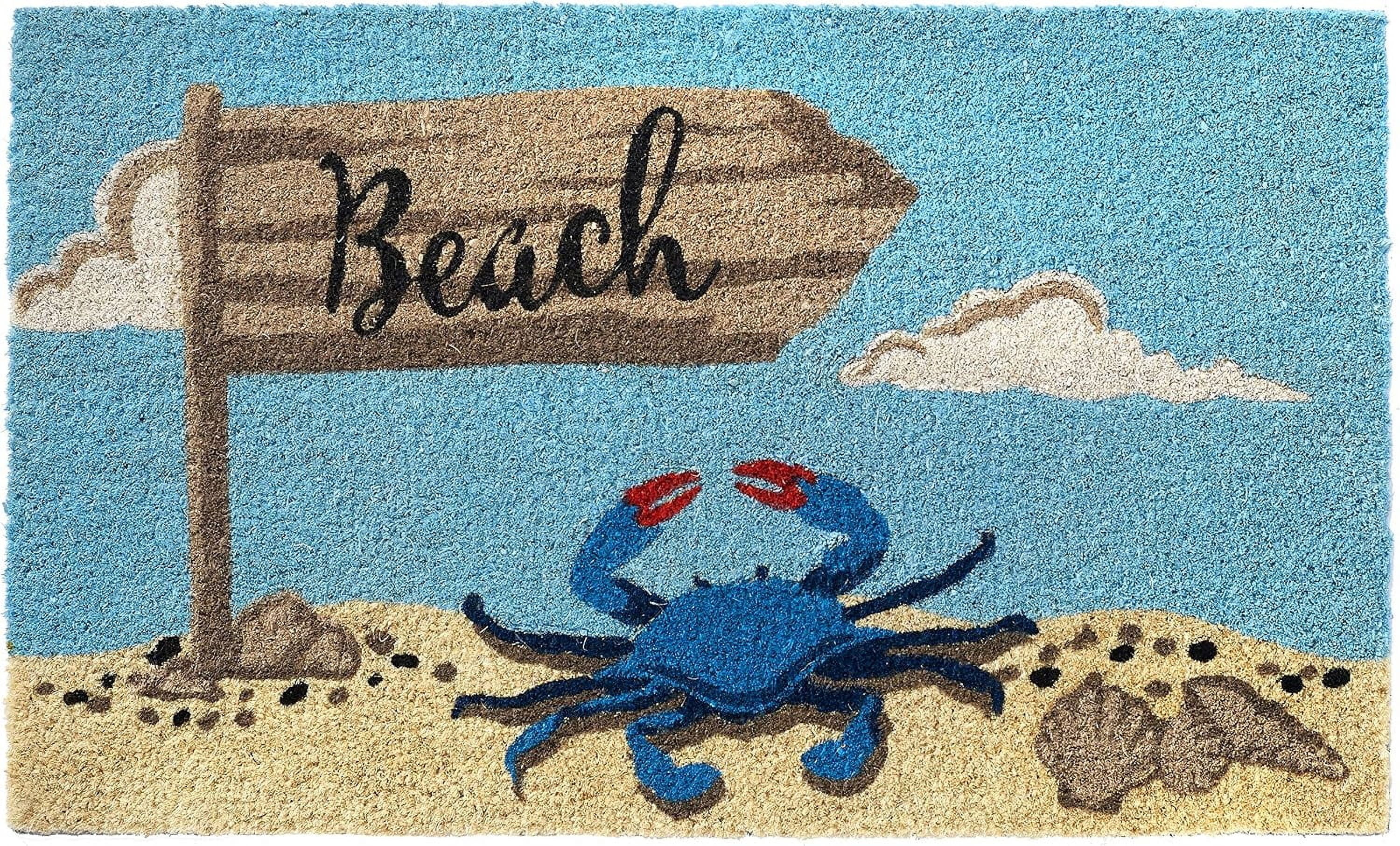 HF by LT Beach Sign Crab 100% Coir Doormat, 18 x 30 inches, Naturally ...