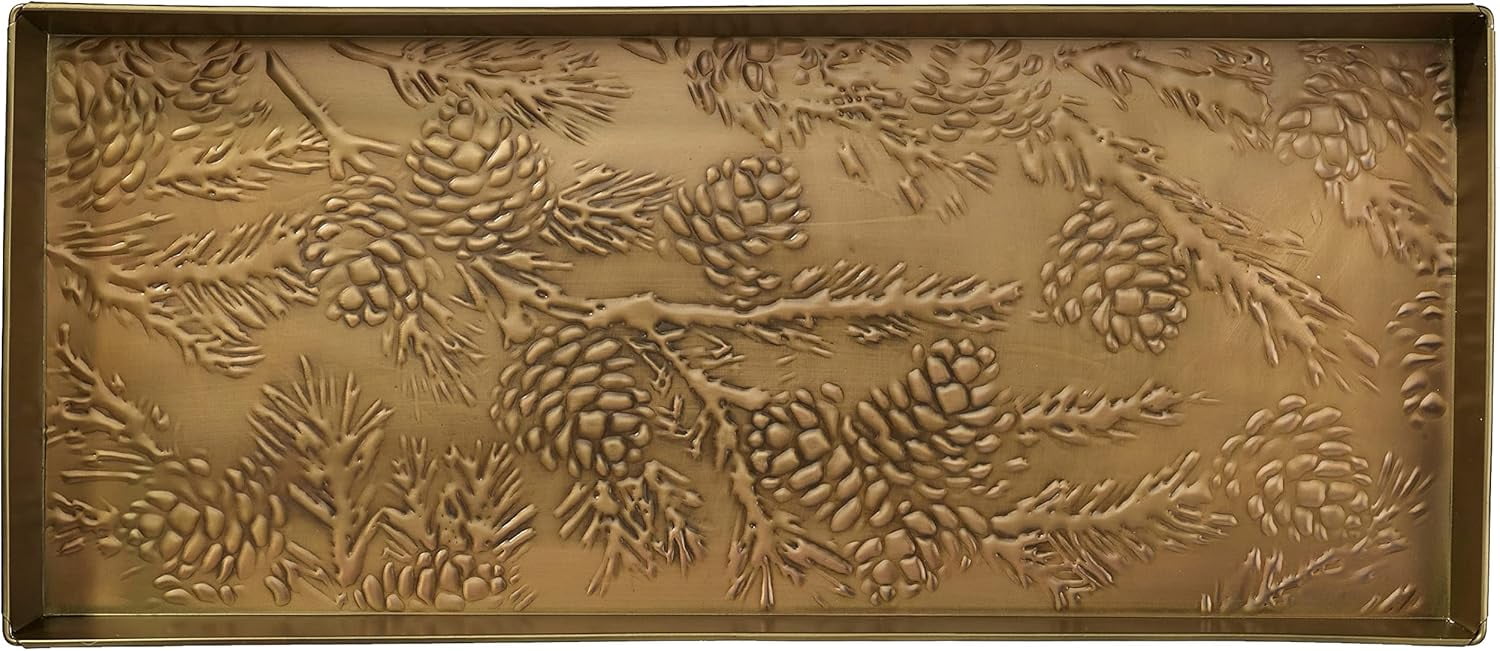 HF by LT Pine Branch Pattern Metal Boot-Tray, 30 x 13 inches, Antique ...