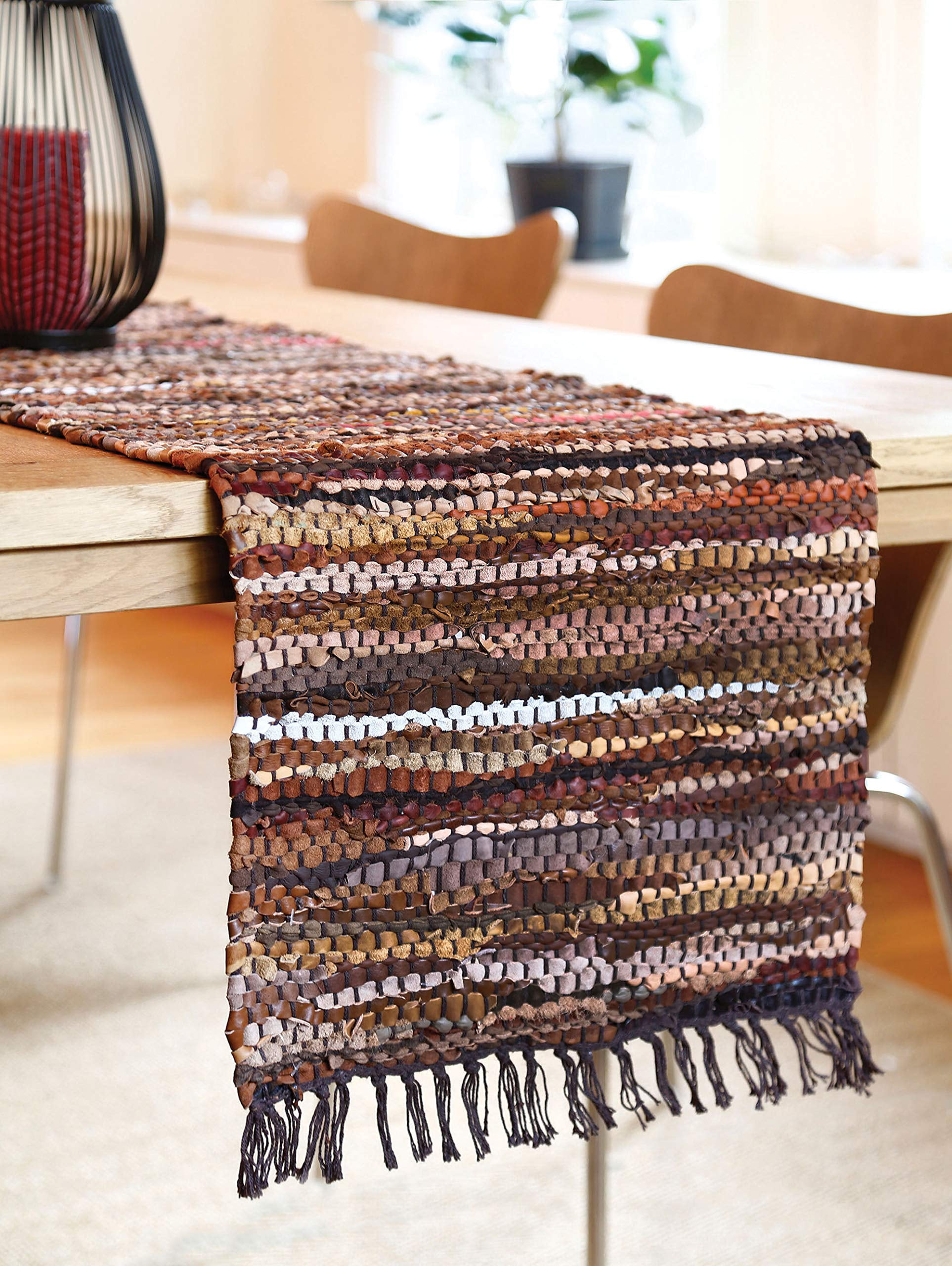 HF by LT Tucson Leather Buffet Table Runner, 18 x 96 inches, Brown ...
