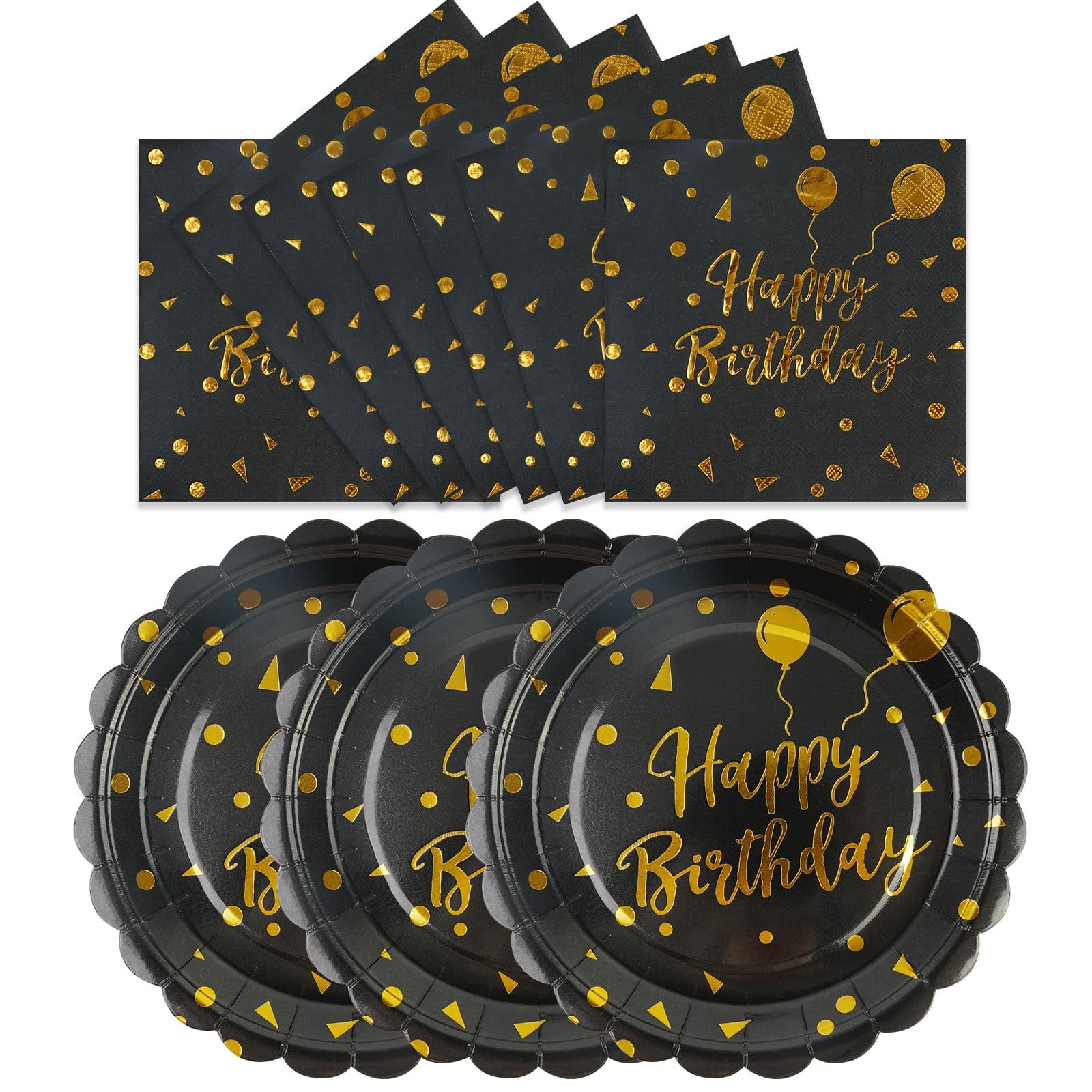 HFBOBP 50PCS Happy Birthday IFF17 Paper Plates and Napkins - 7 Inch ...