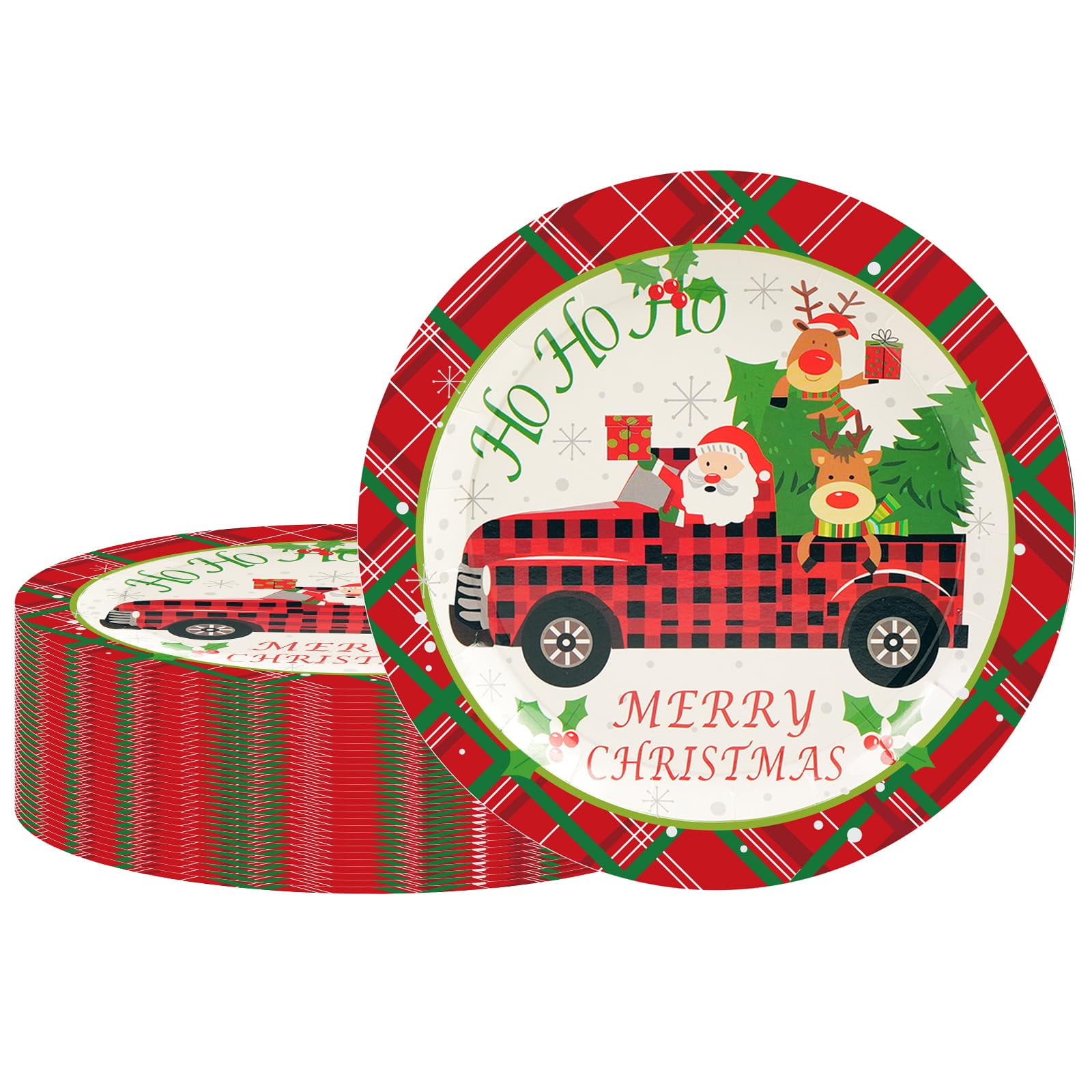 HFBOBP 50Pcs Christmas Paper OIF8 Plates, 7inch Dessert Paper ...