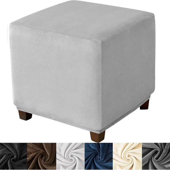 HFCNMY Ottoman Cover Square,Stretch Velvet Square Thick Slipcover ...