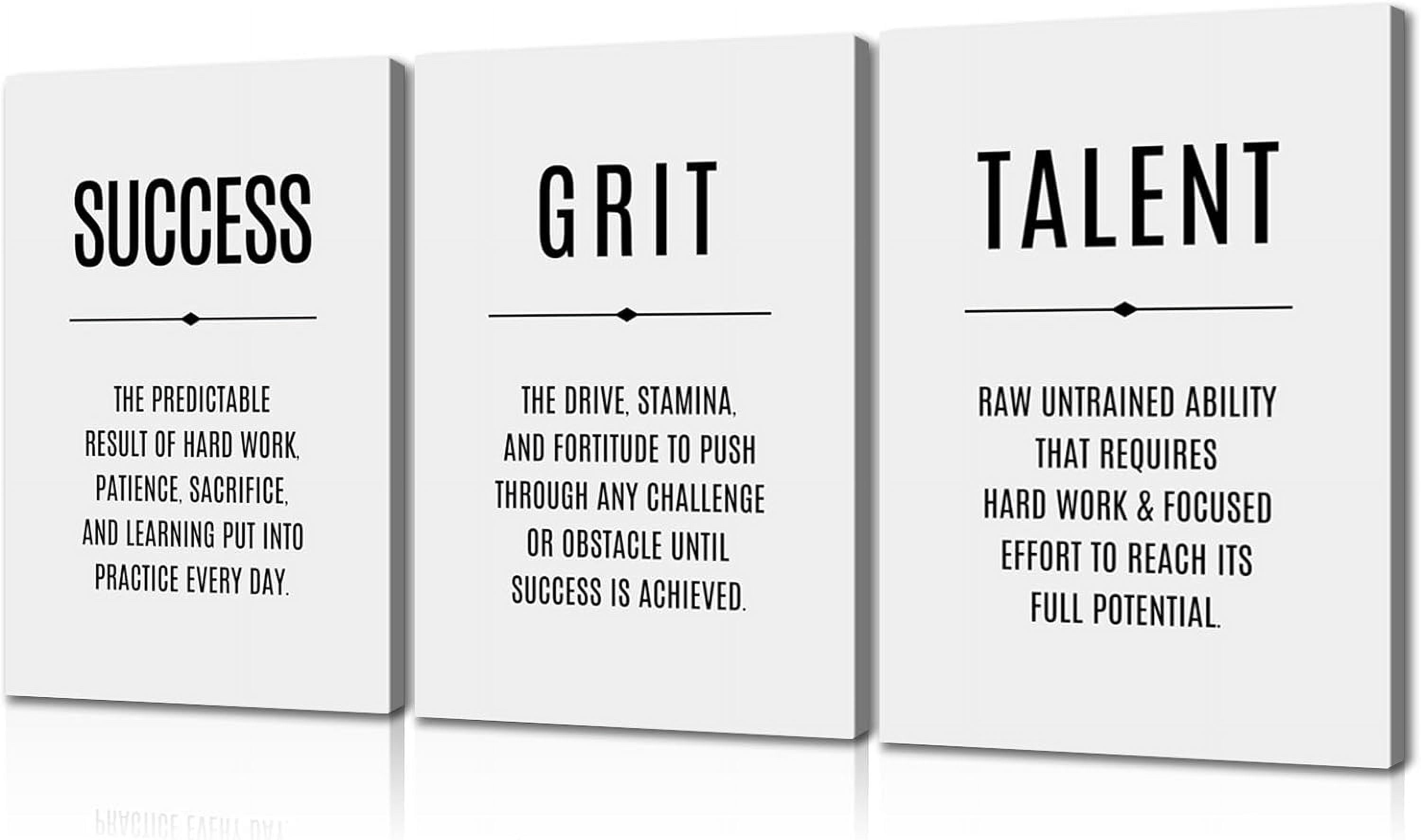 HFDF 3 Pieces Motivational Wall Decorspirational Wall Art Success Grit ...