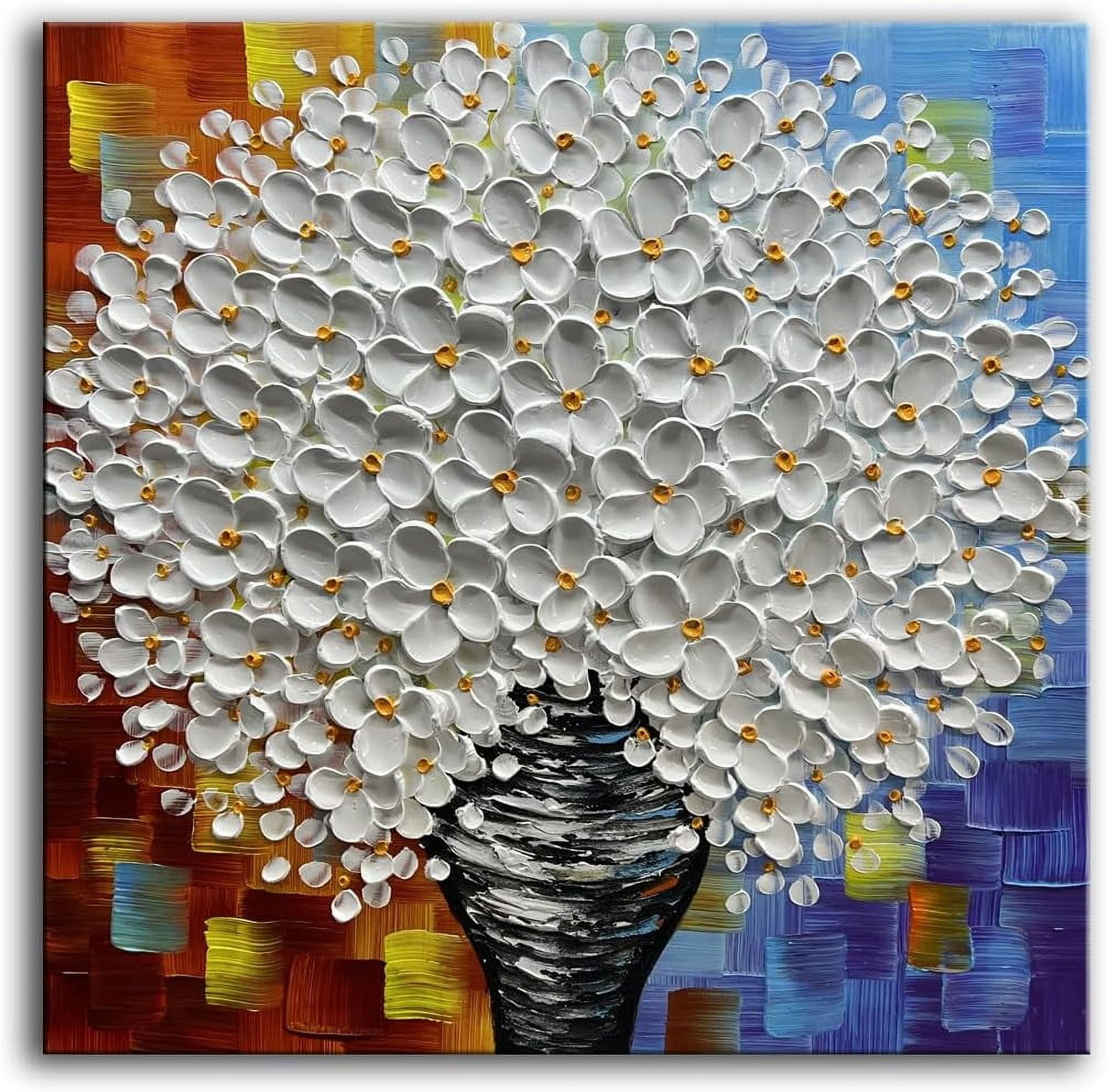 HFDF - 3D Thick Canvas Wall Art Hand-Pated Mimalism Abstract Artwork ...
