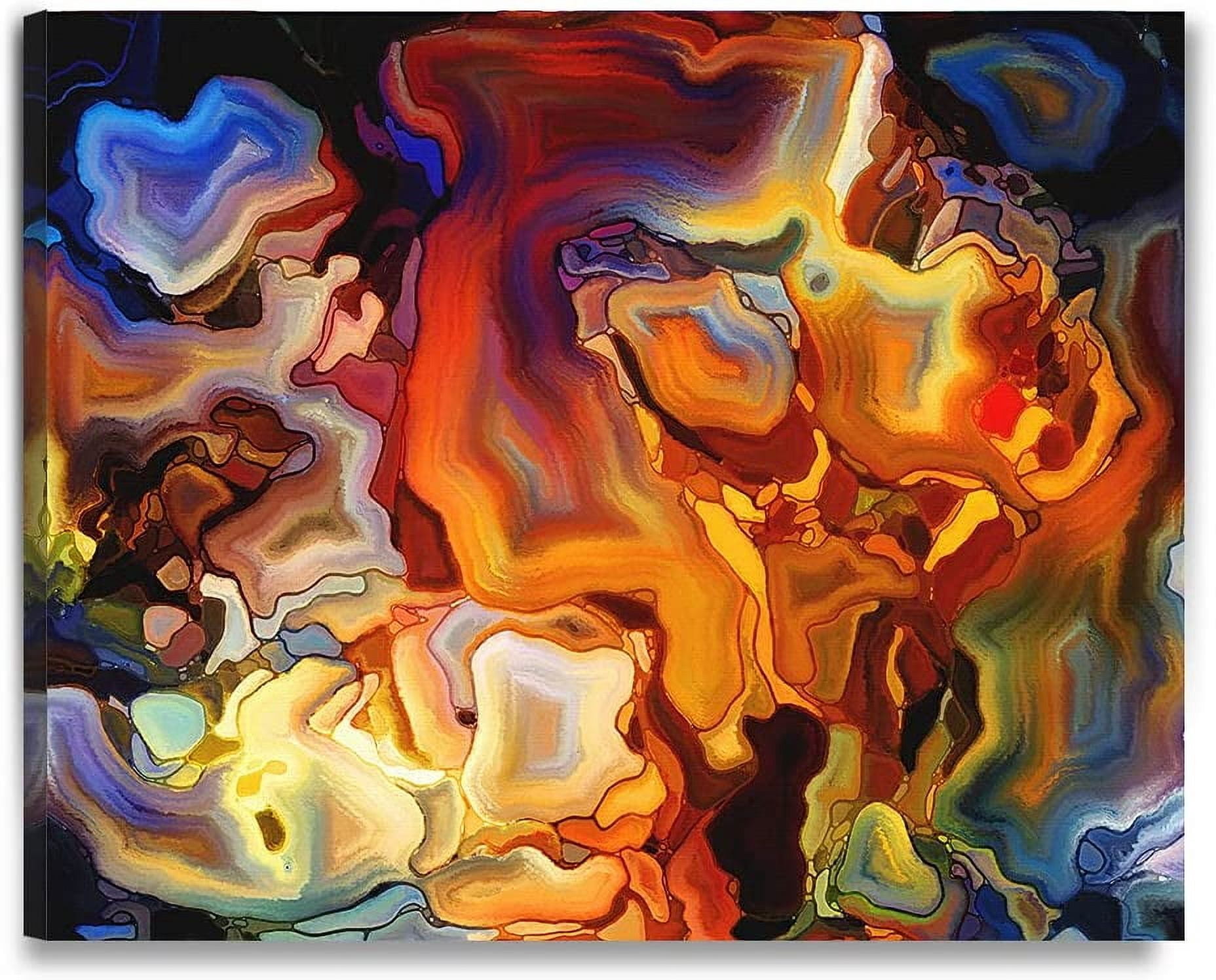 HFDF - Abstract Staed Glass Style Wall Art, Giclee Prt on Canvas ...