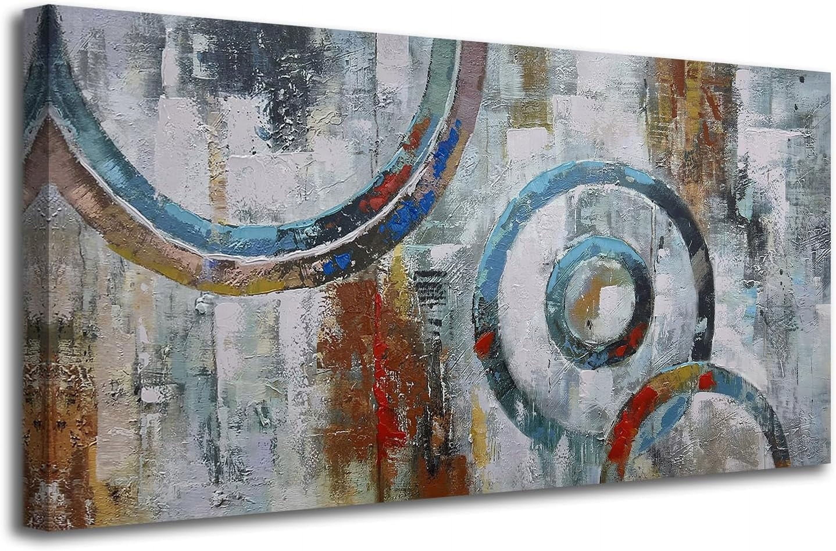 HFDF Abstract Wall Art Geometric Canvas Circle Block Painting Modern ...