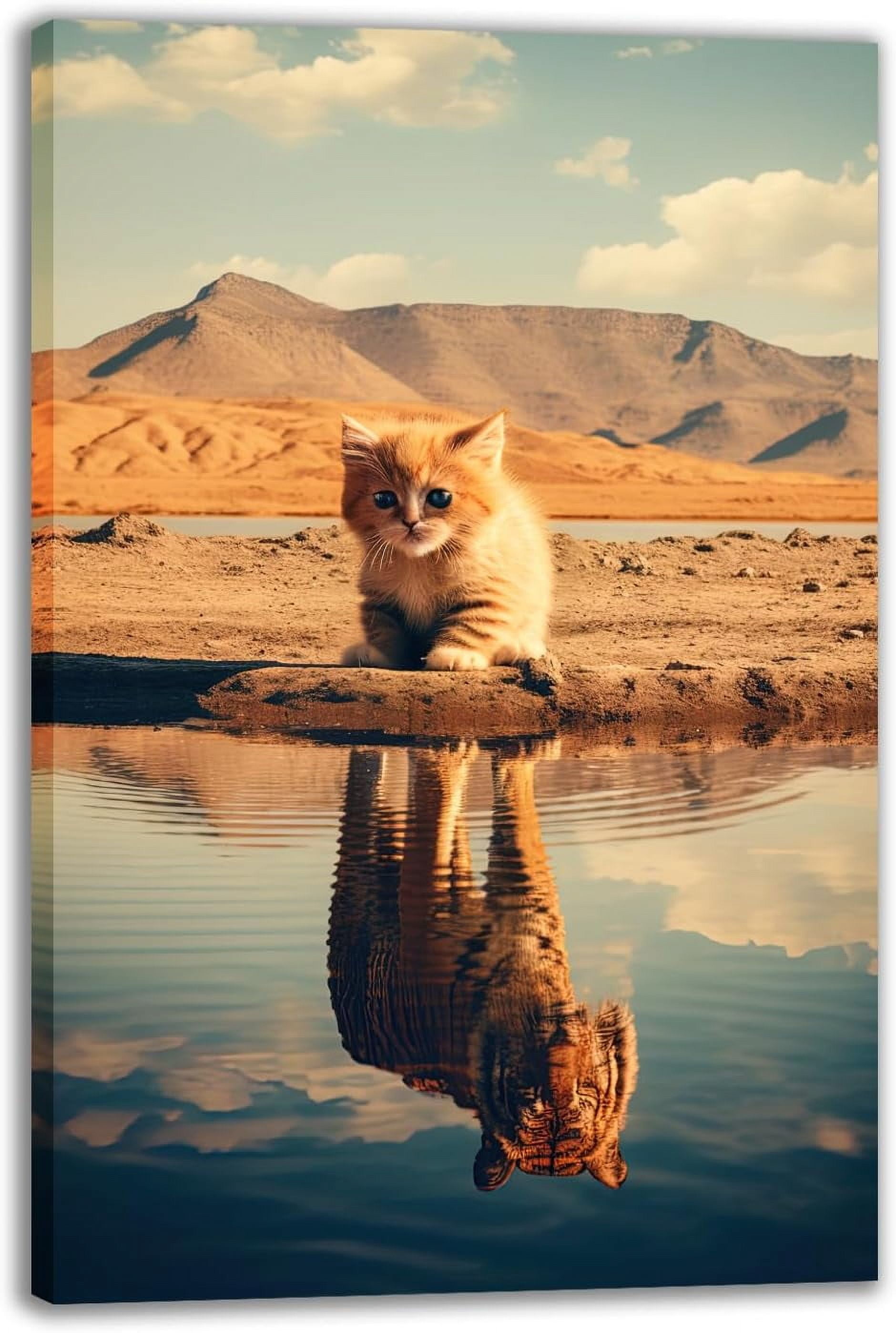 HFDF Animal Canvas Wall Art, Small Cat Big Tiger Picture Patg Modern ...