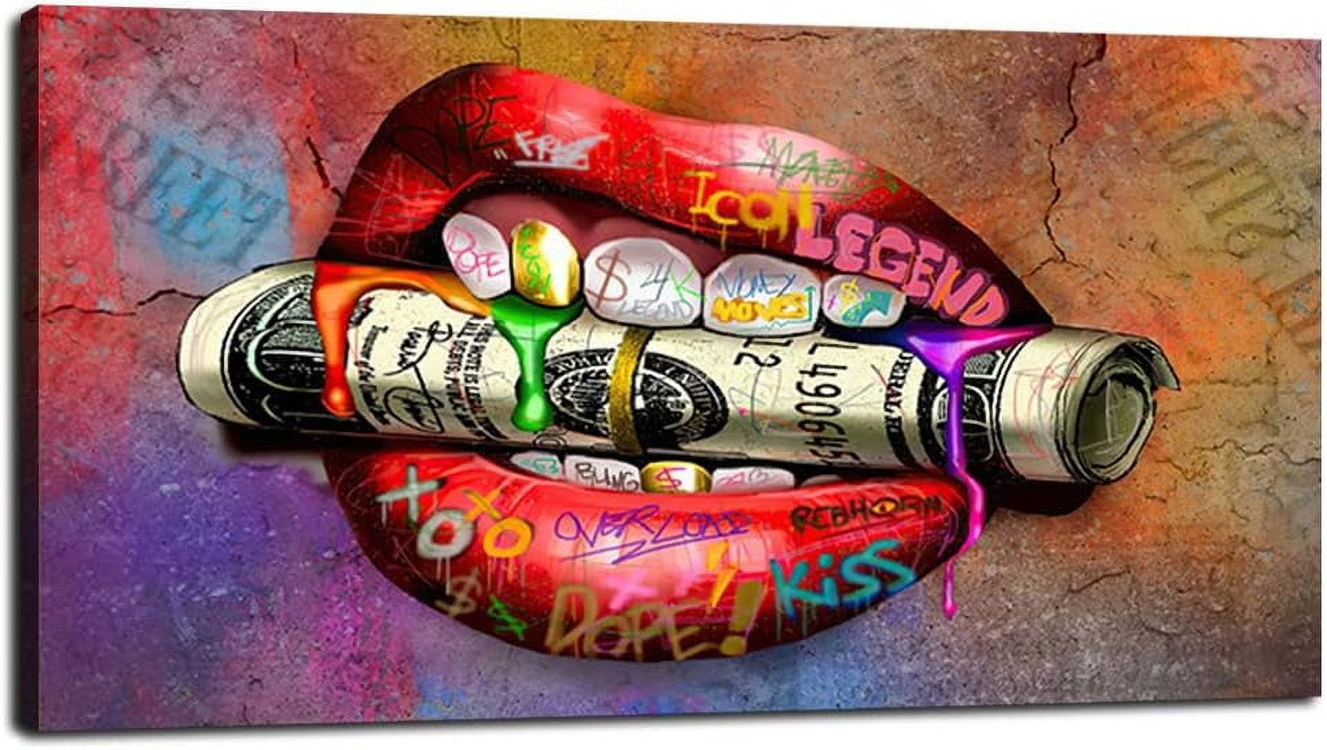 HFDF Artwork for Walls Abstract Colorful Graffiti Sexy Mouth Bitg A ...