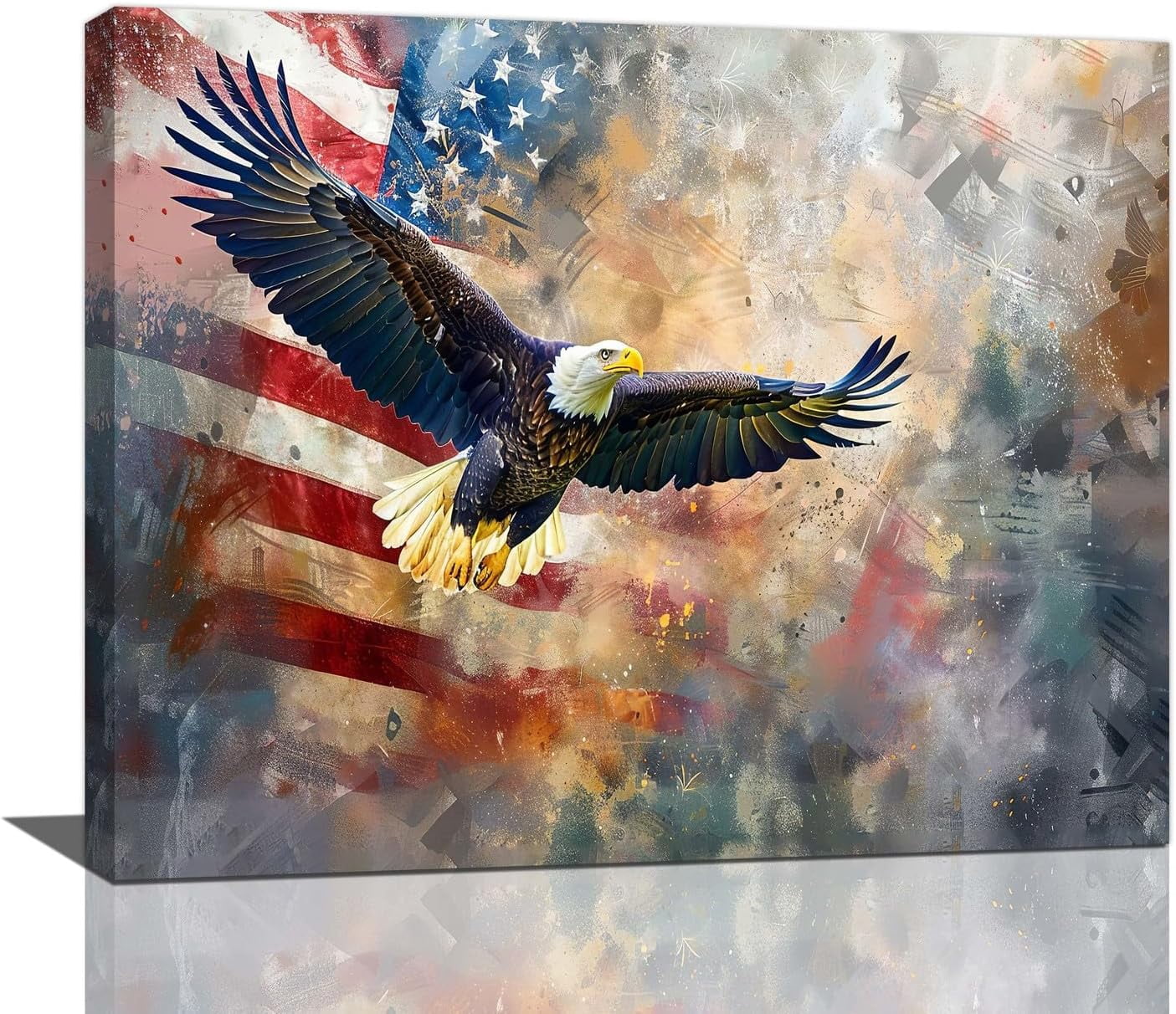 HFDF Bald Eagle Canvas Wall Art Eagle Pictures American Flag Painting ...